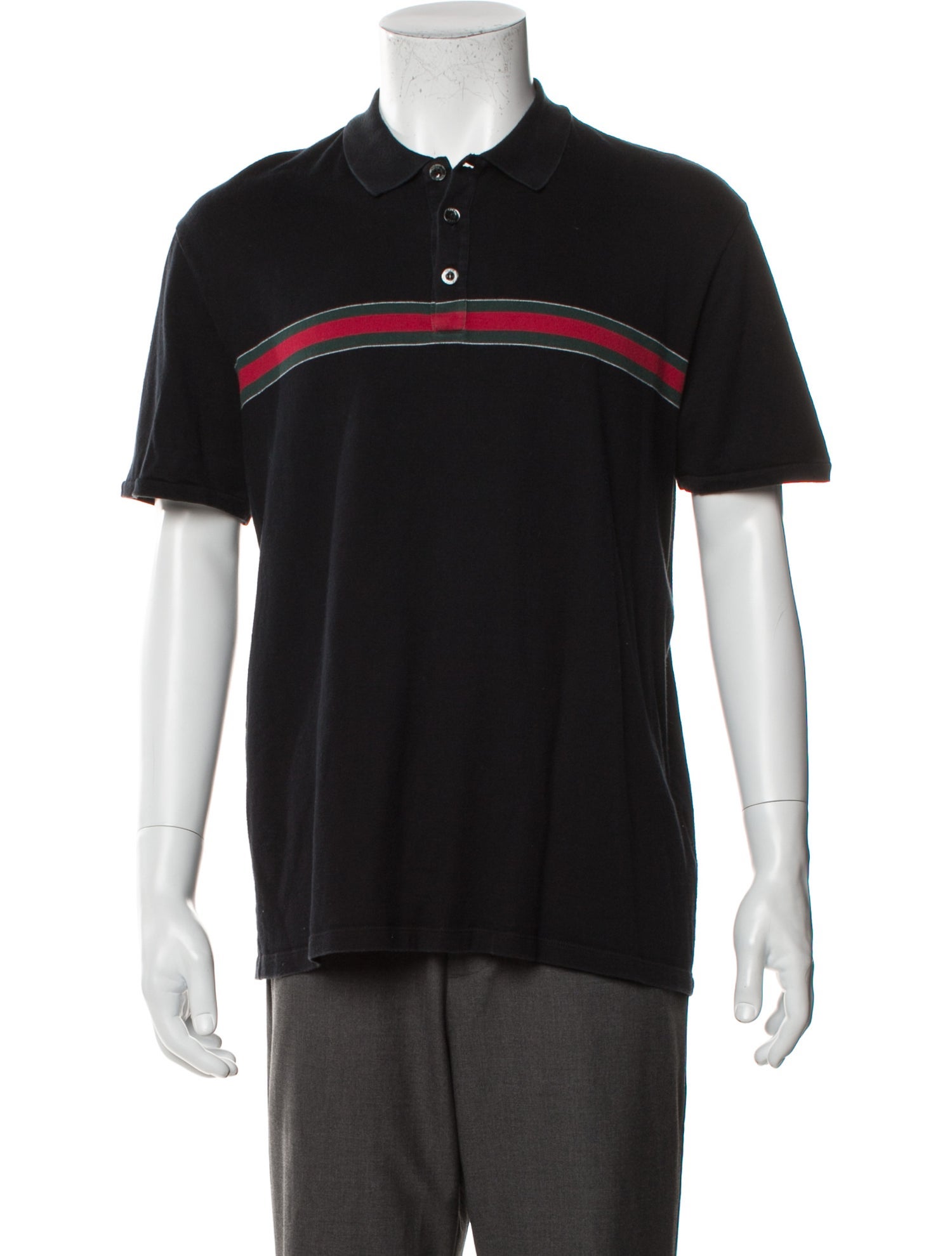 Gucci Interlocking G Logo Collar Polo Shirt - Black Polos, Clothing ...