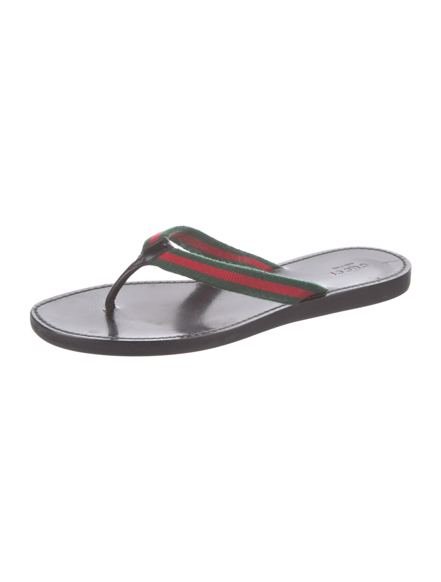 Gucci Web Accent Printed Flip Flops - Black Sandals, Shoes - GUC1659466 ...