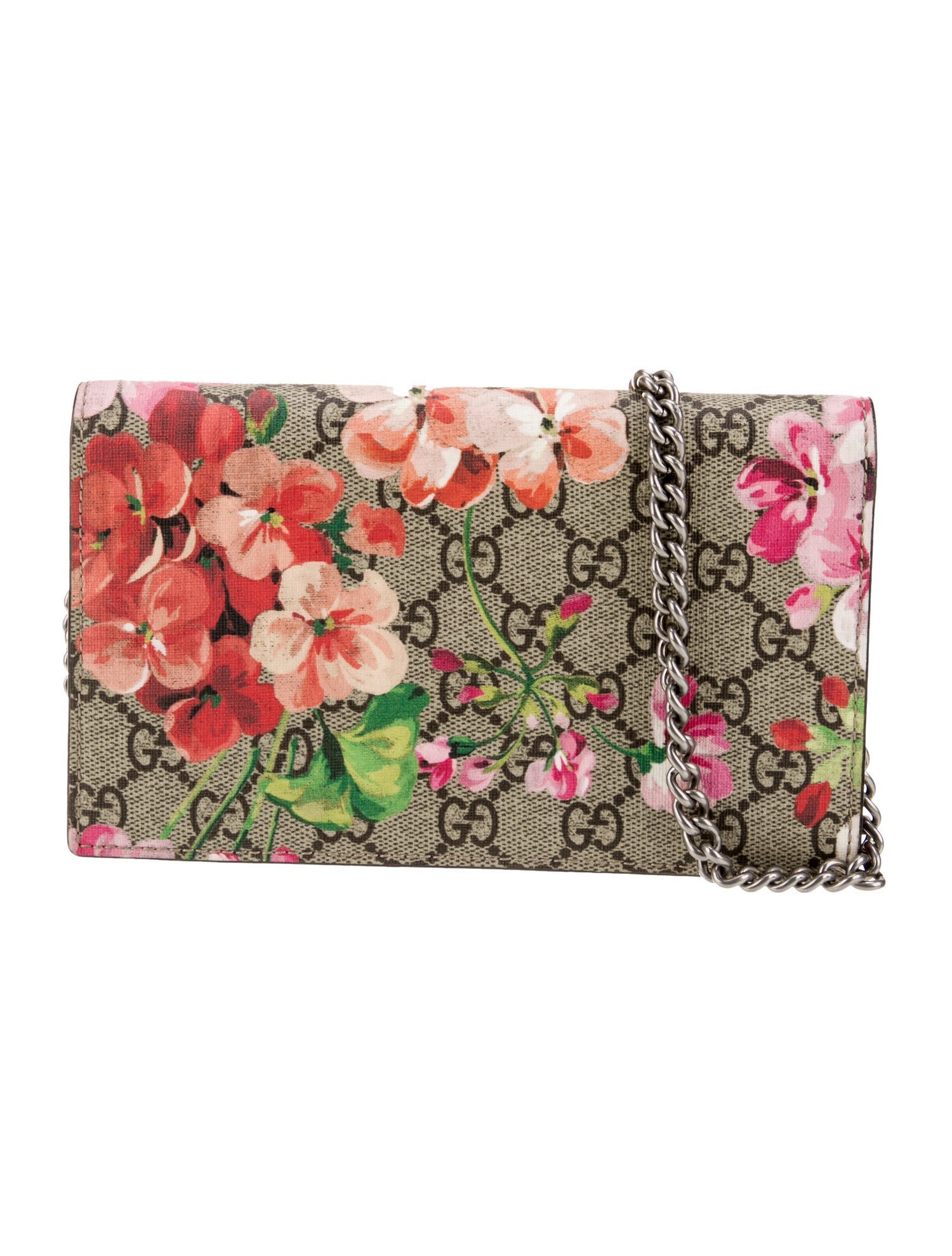 Gucci GG Supreme GG Supreme Blooms Wallet On Chain - Neutrals Shoulder ...