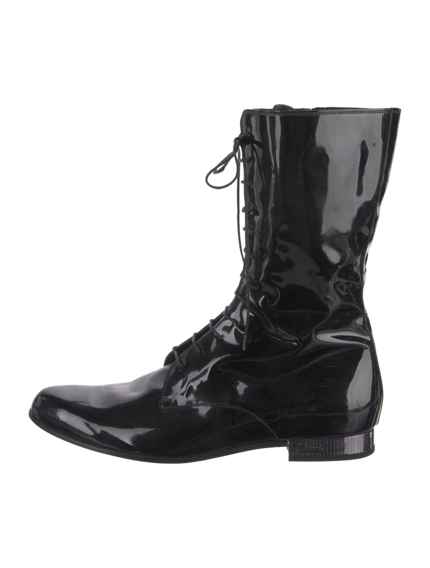 Gucci Patent Leather Combat Boots - Black Boots, Shoes - GUC1662879 ...