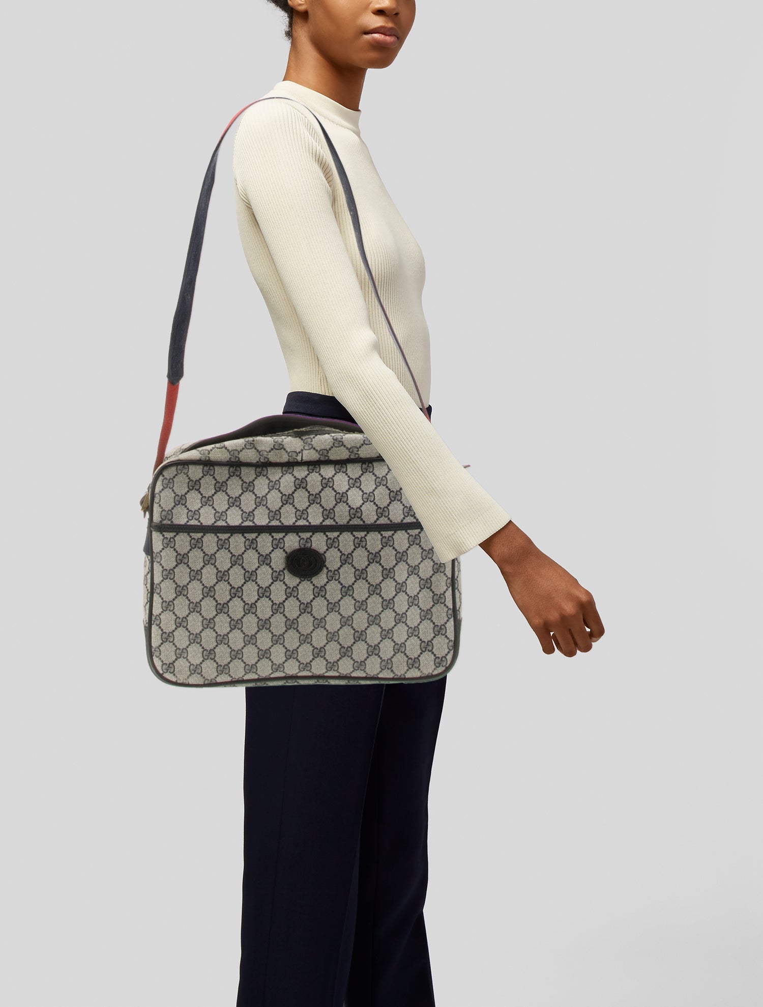 Gucci GG Supreme Web Shoulder Bag - Brown Shoulder Bags, Handbags ...