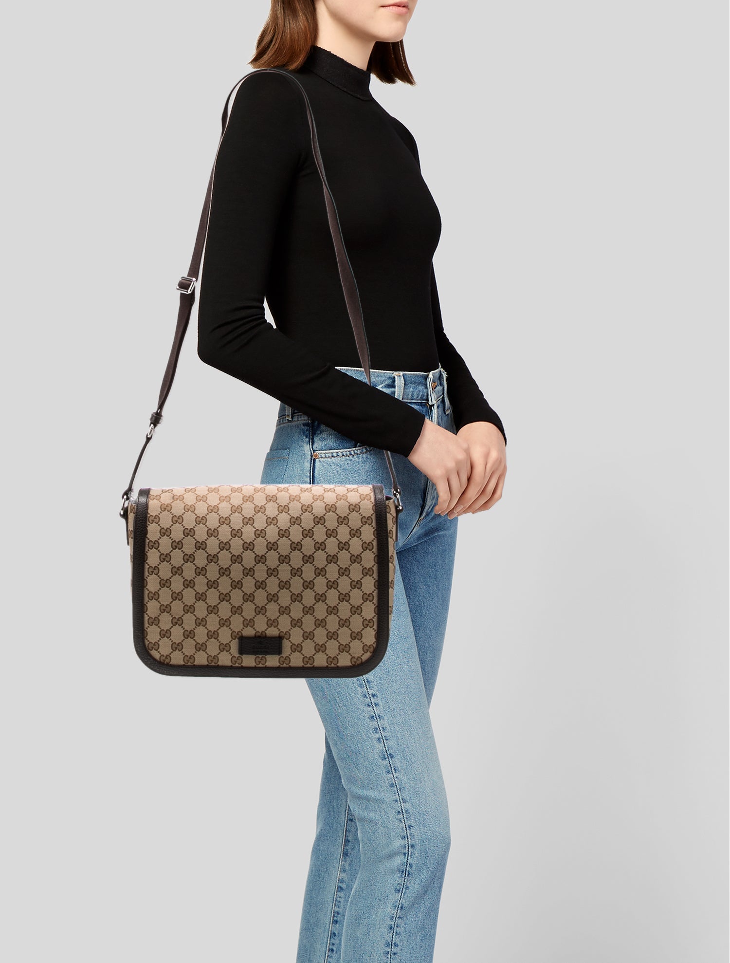 Gucci GG Supreme Web Shoulder Bag - Brown Shoulder Bags, Handbags ...