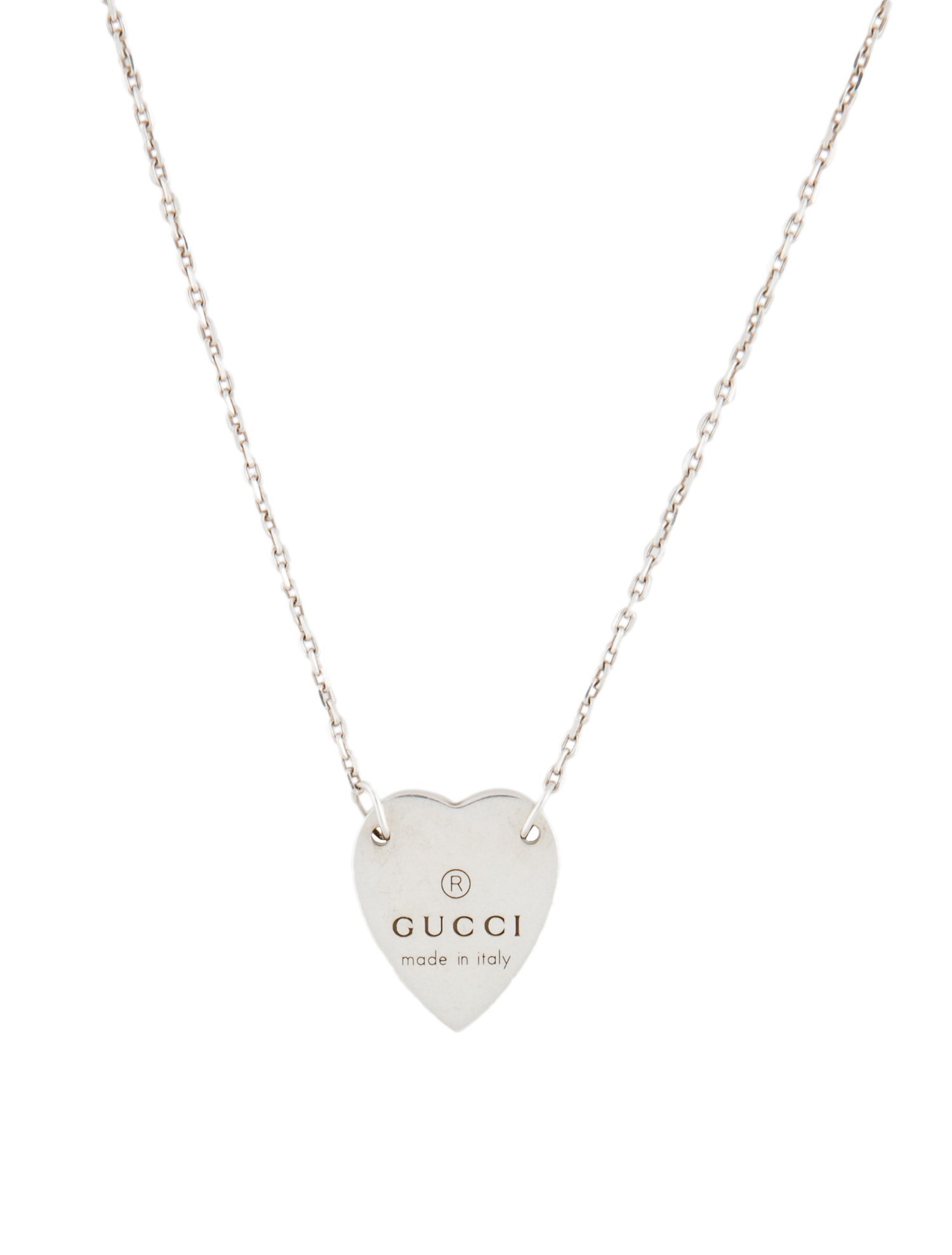 Gucci Trademark Heart Pendant Necklace - Sterling Silver Pendant Necklace, Necklaces ...