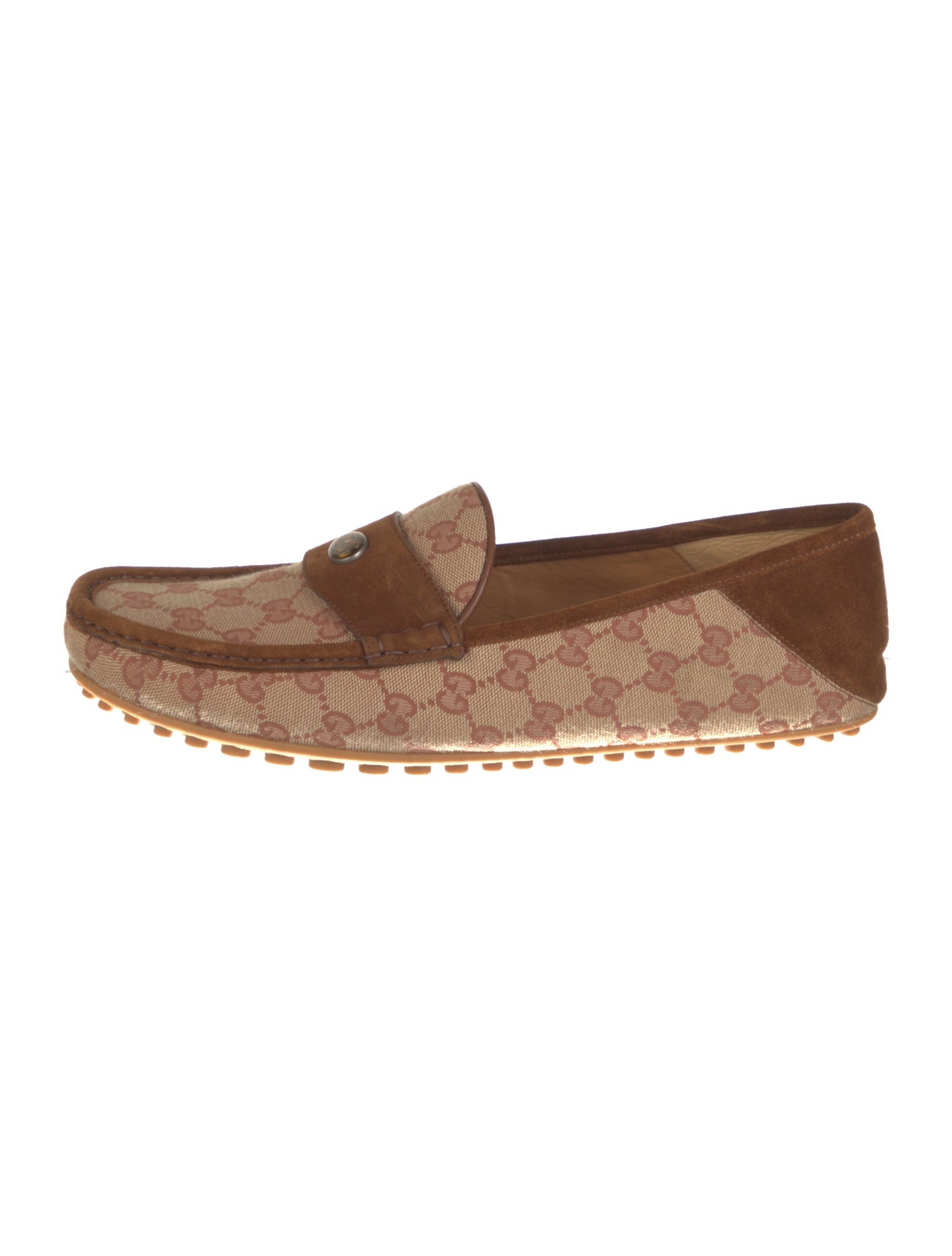 Gucci GG Canvas Canvas Drivers - Brown Loafers, Shoes - GUC1703127 ...