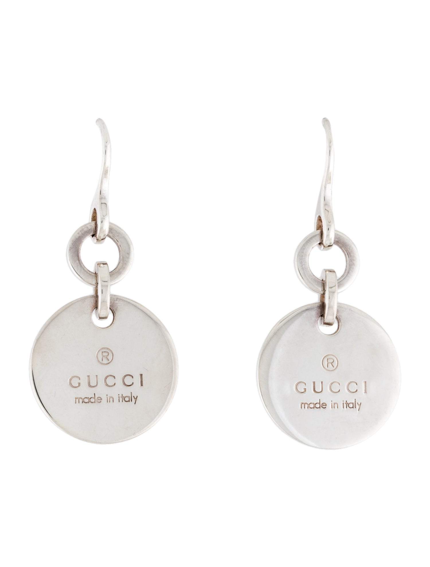 Gucci Trademark Disc Drop Earrings - 925 Sterling Silver Drop, Earrings ...