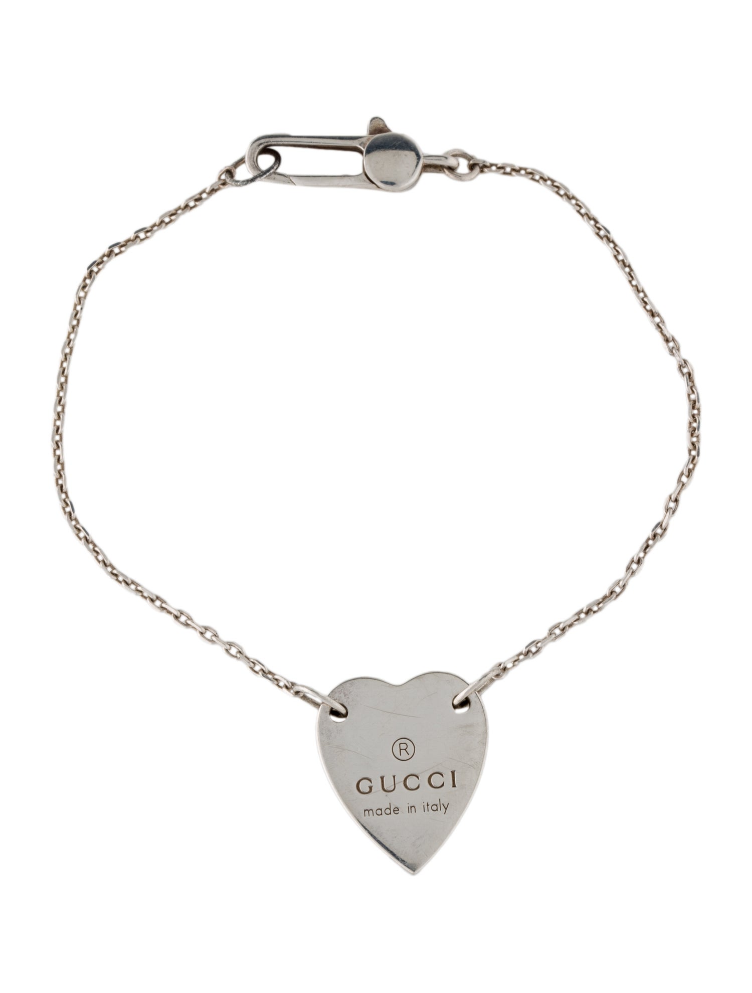 Gucci Trademark Heart Bracelet - Sterling Silver Charm, Bracelets ...