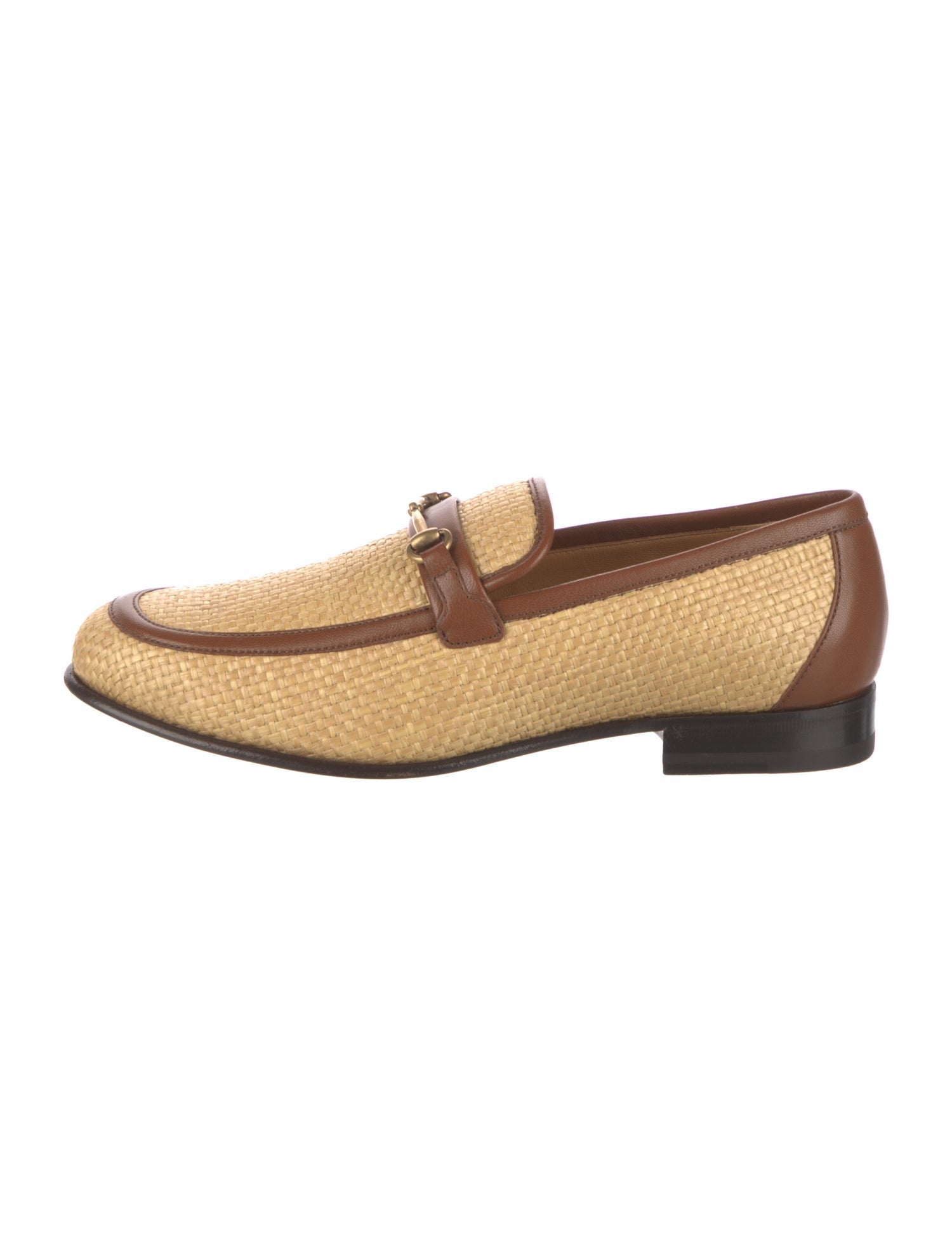 Gucci Raffia Colorblock Pattern Dress Loafers - Brown Loafers, Shoes ...