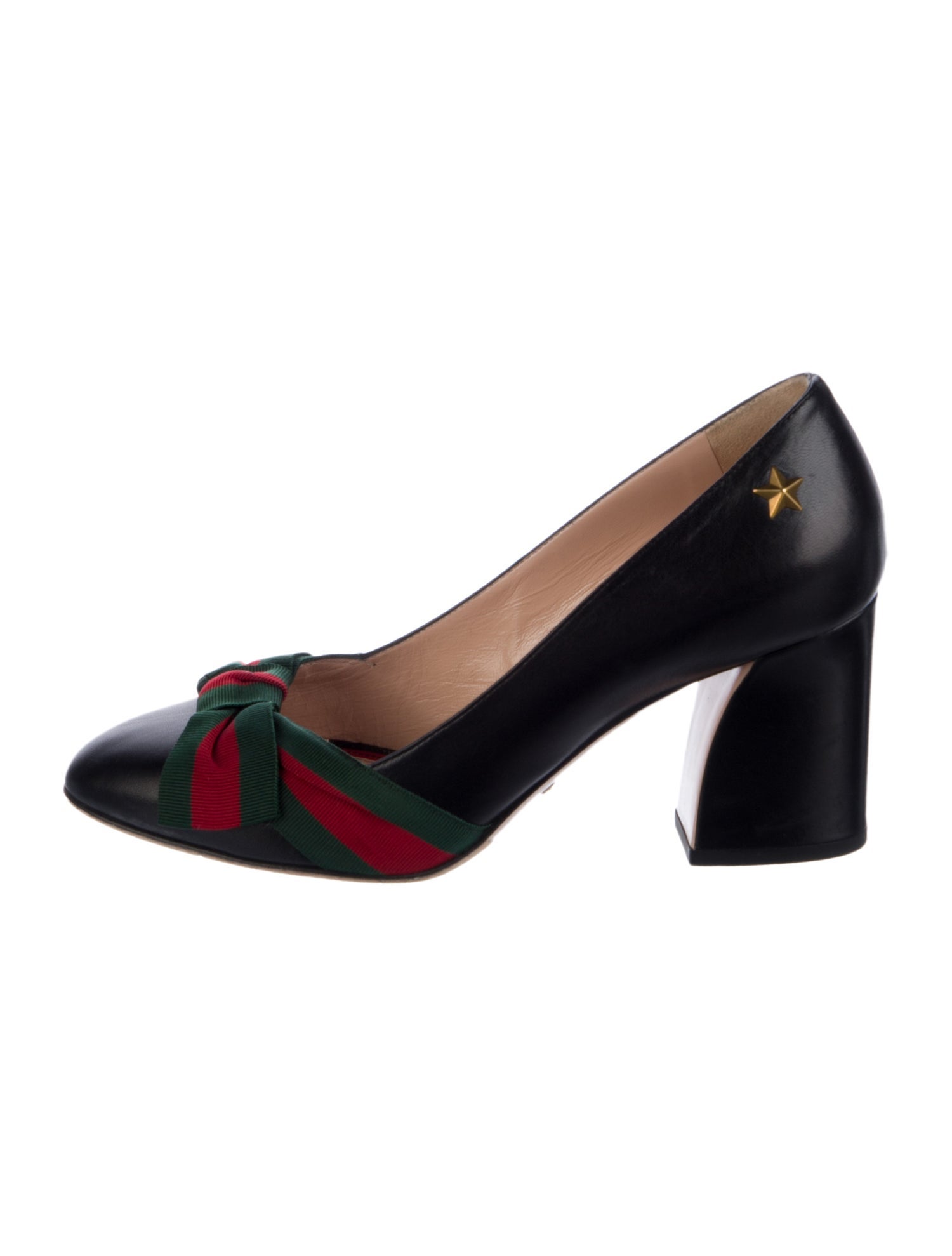 Gucci Web Accent Leather Pumps - Black Pumps, Shoes - GUC1707917 | The ...