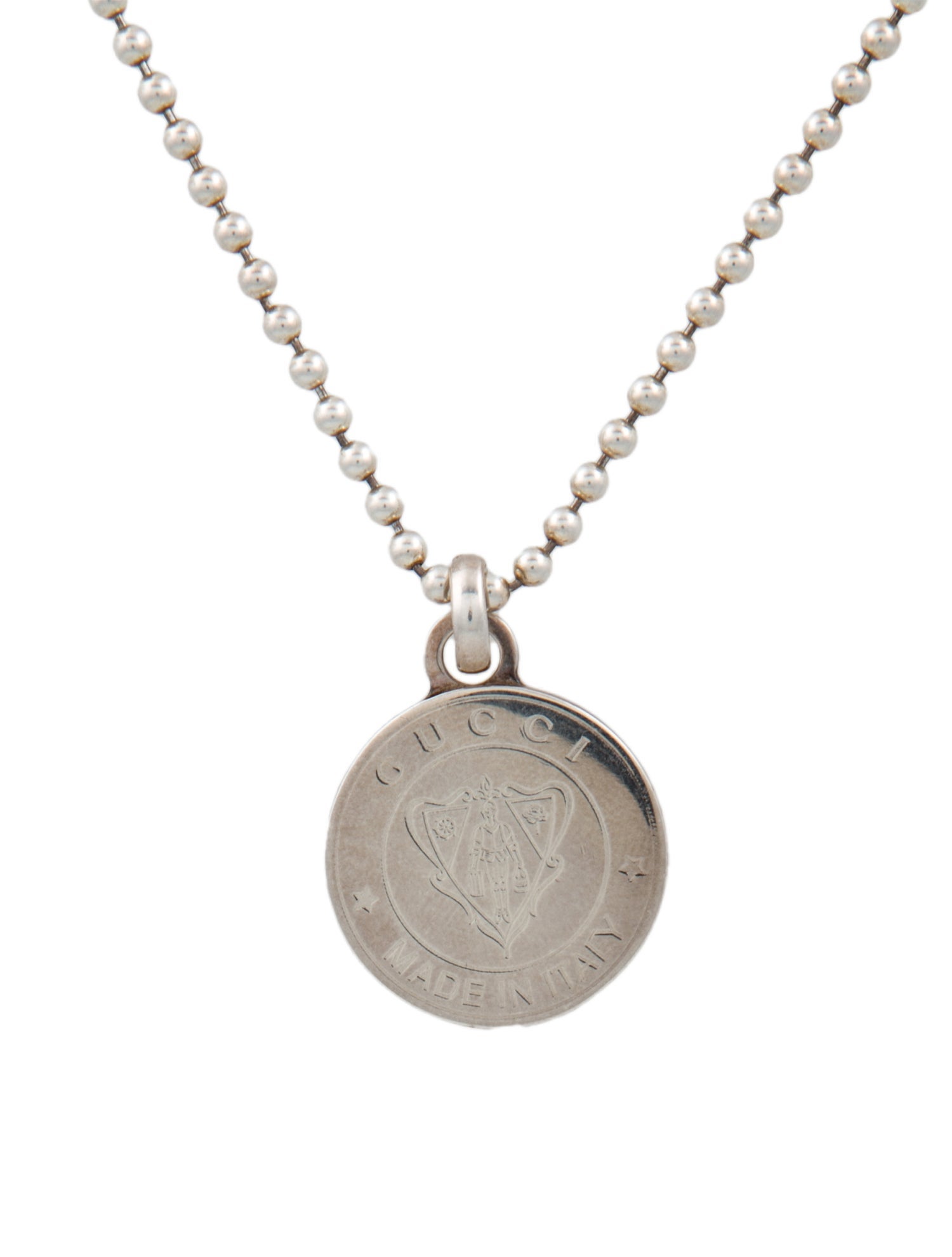 Gucci Crest Pendant Necklace - Sterling Silver Pendant Necklace ...