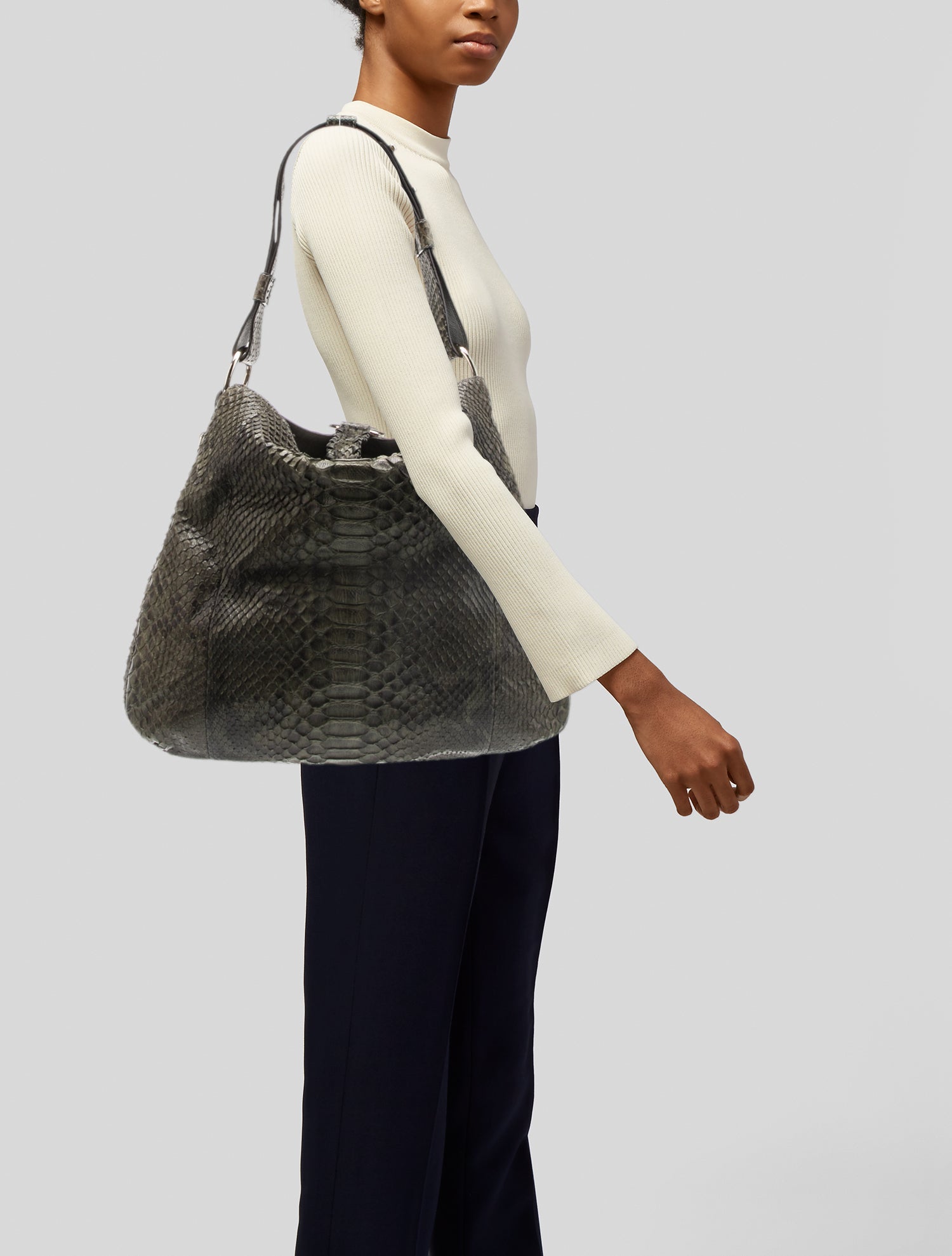 Celine Alligator-Trimmed Canvas Hobo - Brown Hobos, Handbags ...