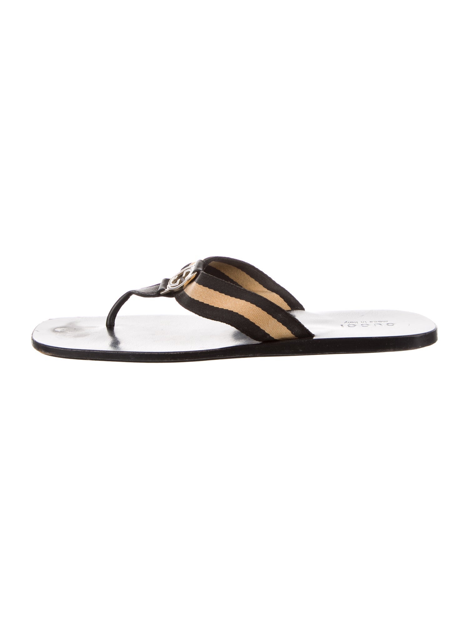 Gucci Interlocking G Logo Leather Flip Flops - Black Sandals, Shoes ...
