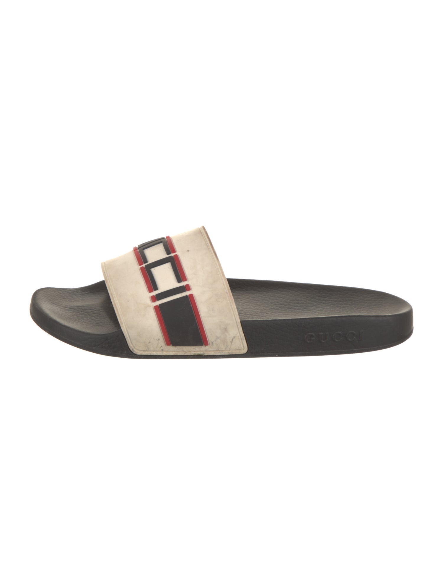 Gucci Rubber Graphic Print Slides - White Sandals, Shoes - GUC1713520 ...