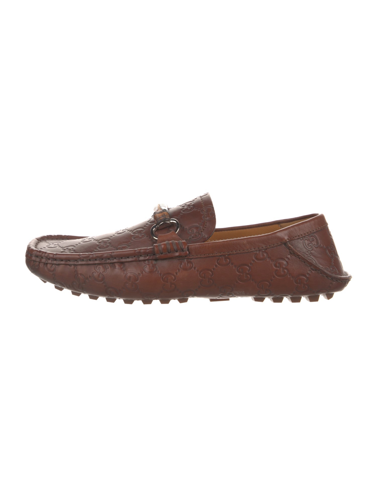 Gucci GG Logo Leather Drivers - Brown Loafers, Shoes - GUC1715946 | The ...