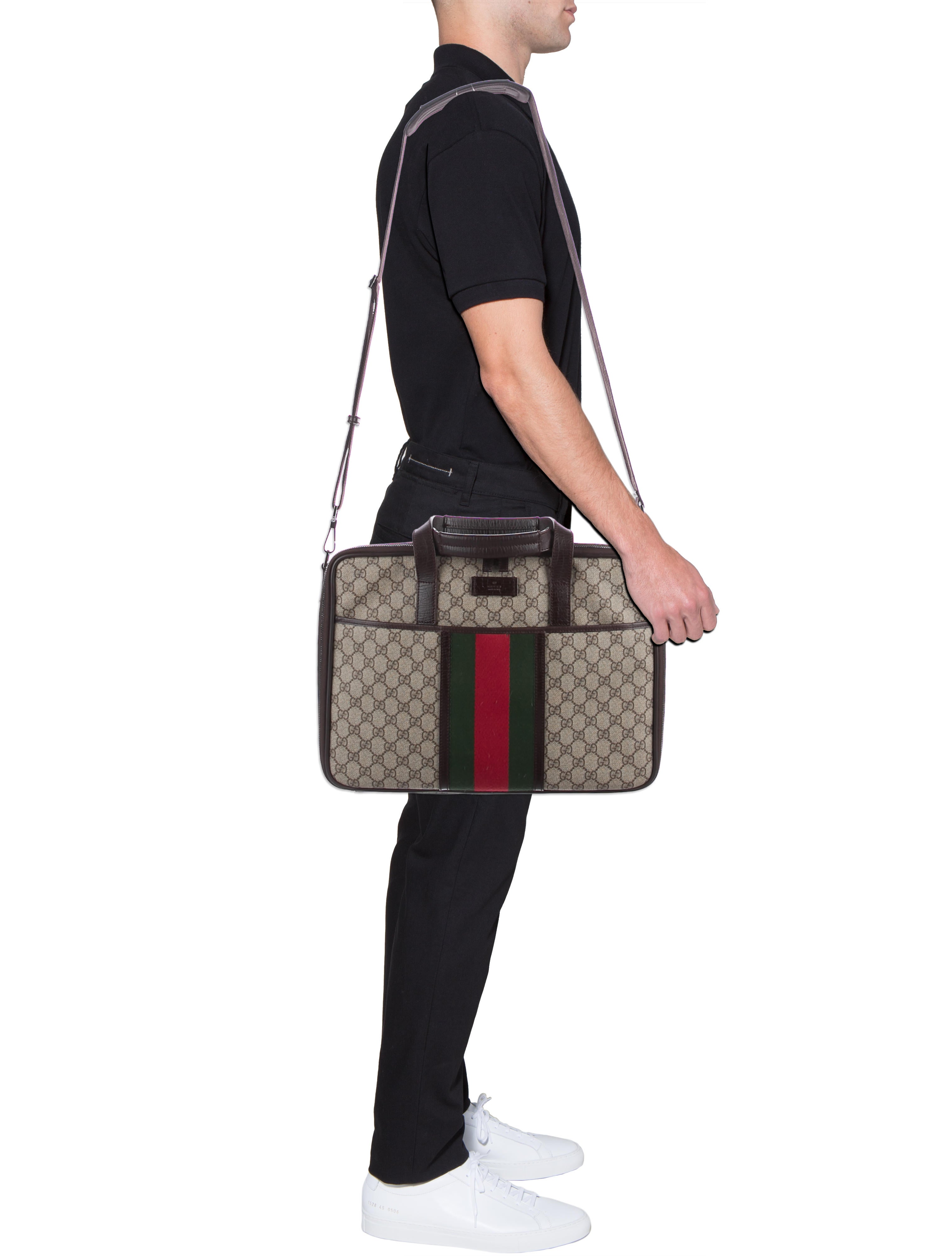 Gucci GG Plus Web Laptop Bag - Brown Briefcases, Bags - GUC171631 | The ...