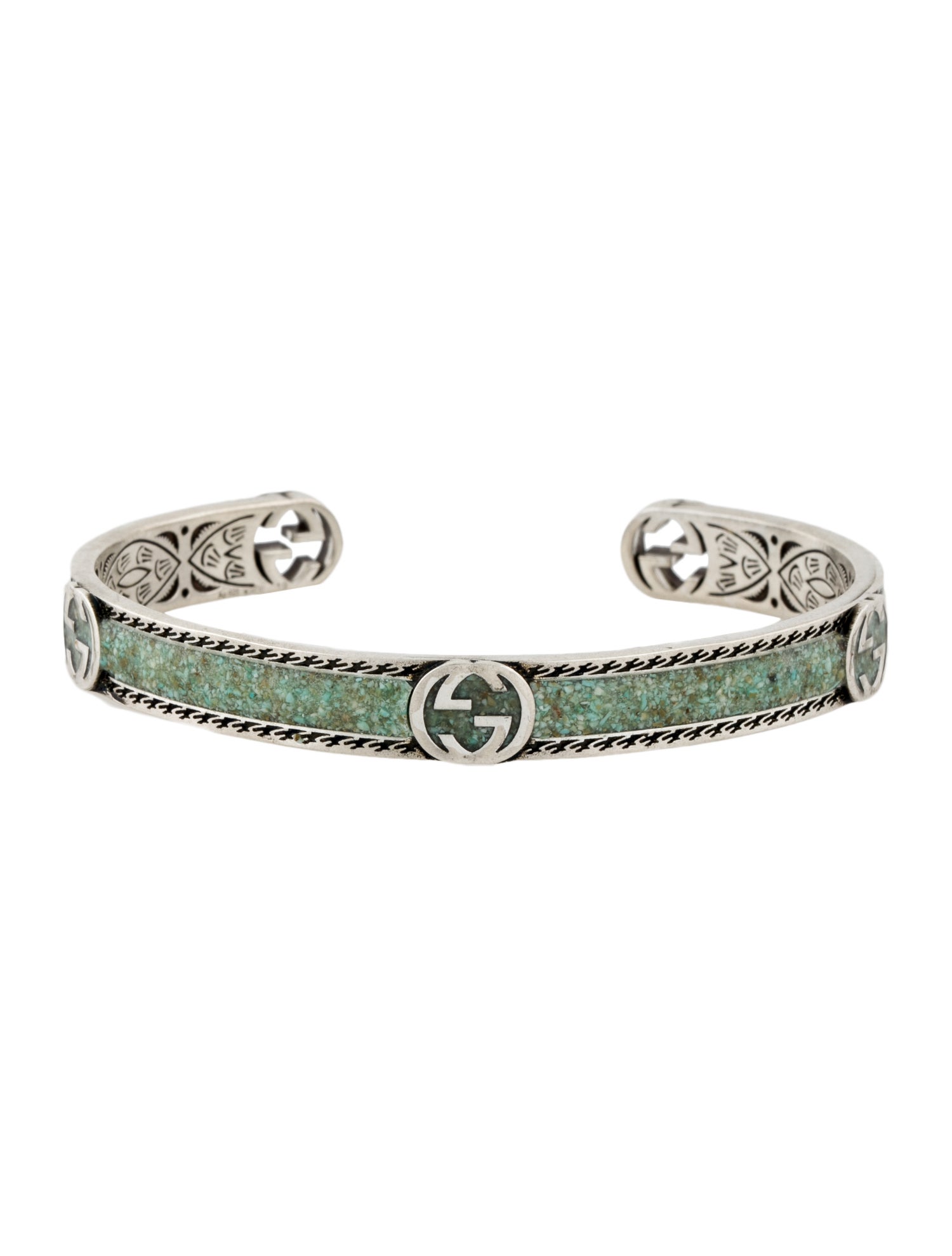 Gucci Enamel Interlocking G Cuff Bracelet - Sterling Silver Cuff ...