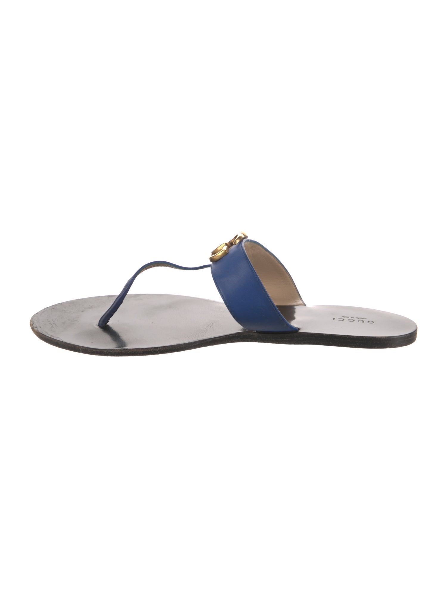 Gucci Double G Logo Leather Flip Flops - Blue Sandals, Shoes ...
