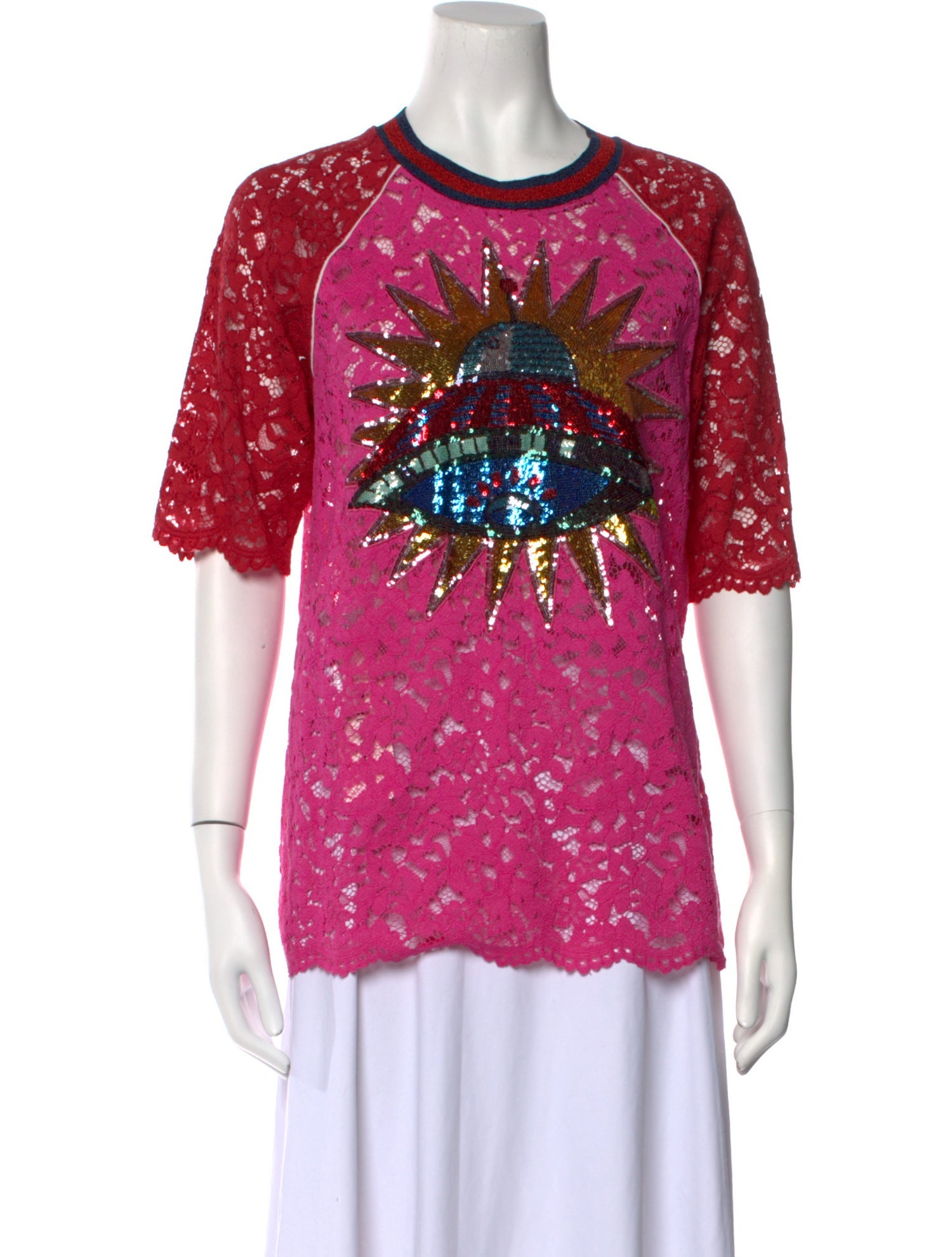 Gucci UFO Lace Pattern T-Shirt w/ Tags - Metallic Tops, Clothing ...