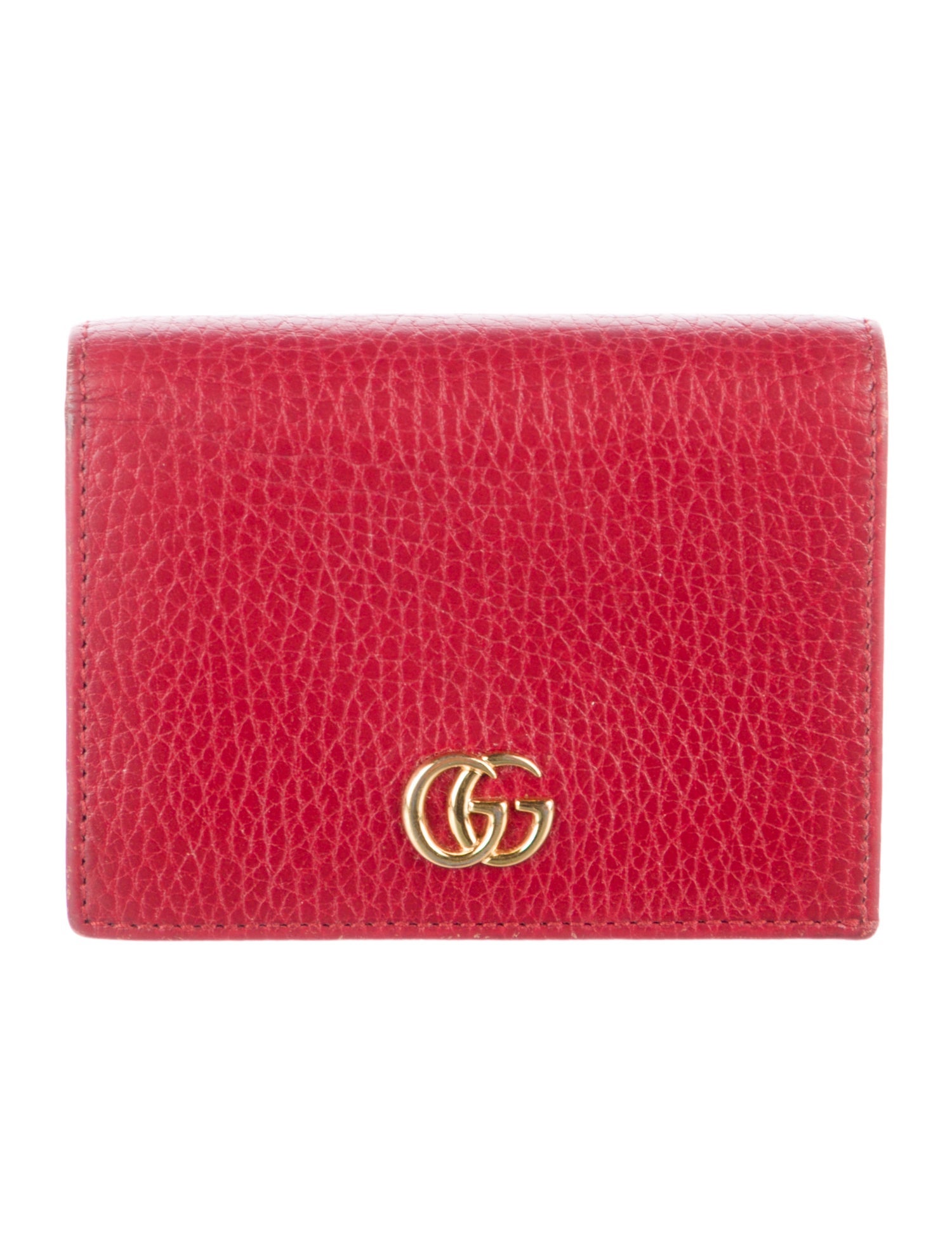 Gucci Double G Logo Leather Compact Wallet - Red Wallets, Accessories ...