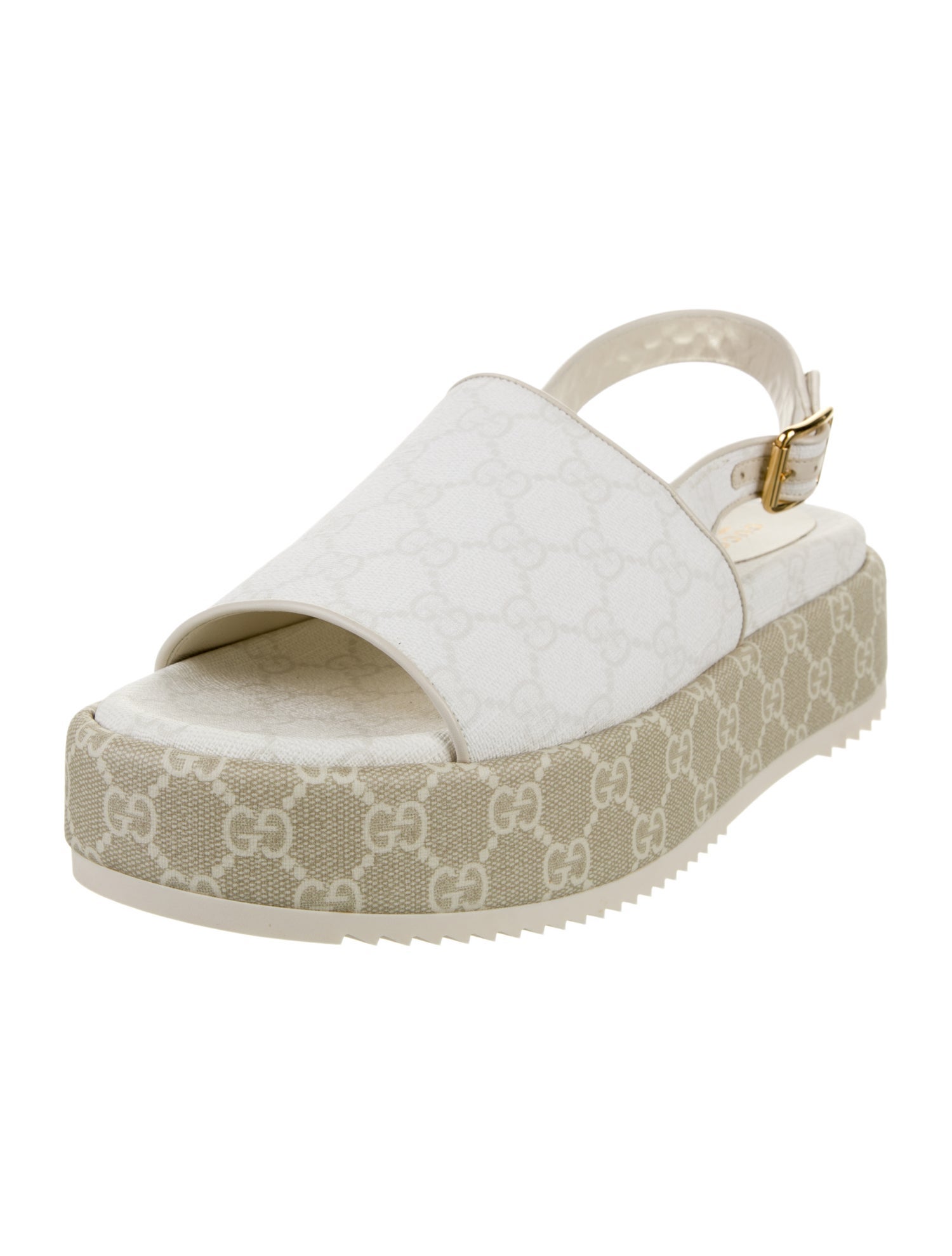 Gucci GG Canvas Slingback Sandals - Neutrals Sandals, Shoes ...