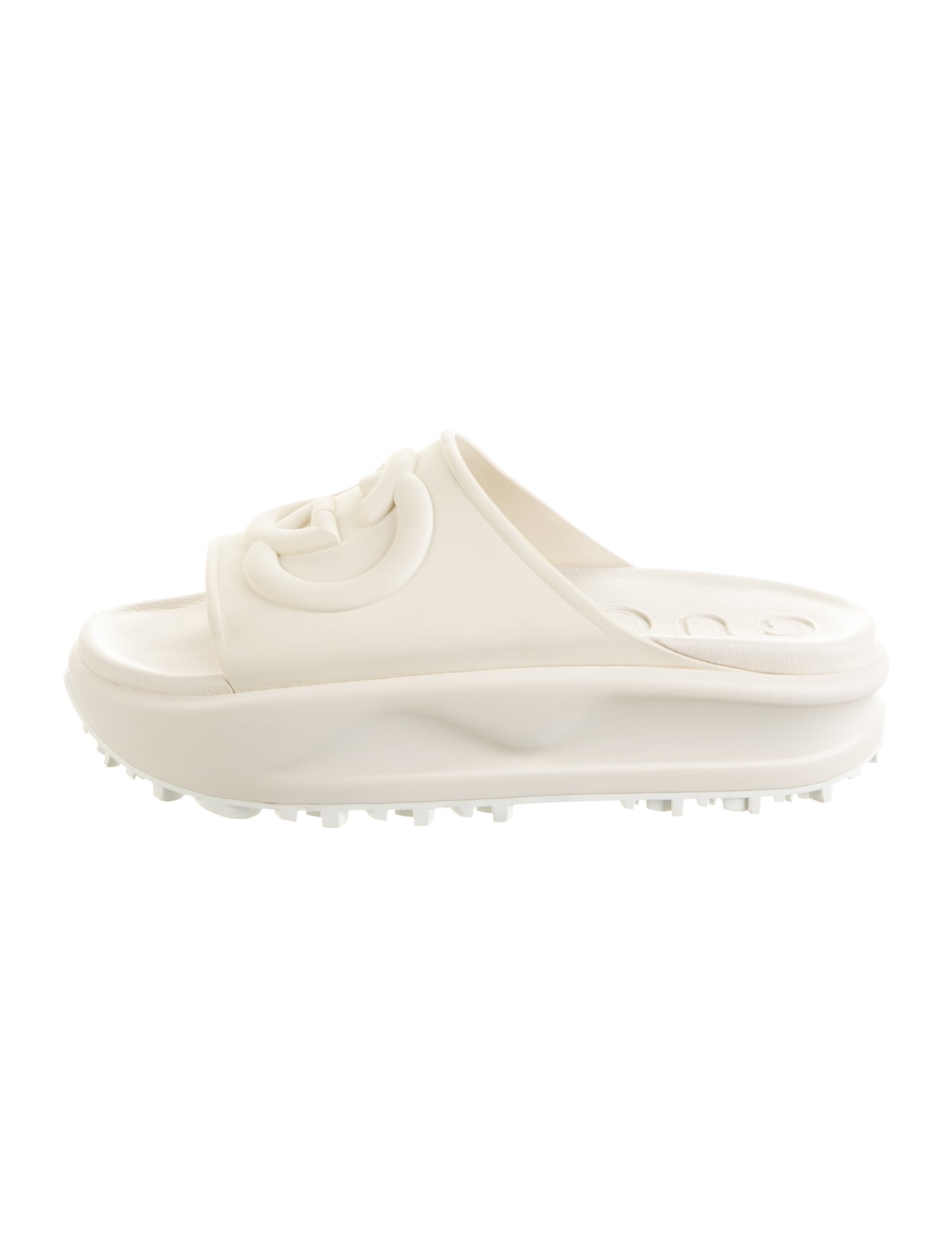 Gucci x Adidas GG Logo Leather Trim Embellishment Slides w/ Tags - Blue ...