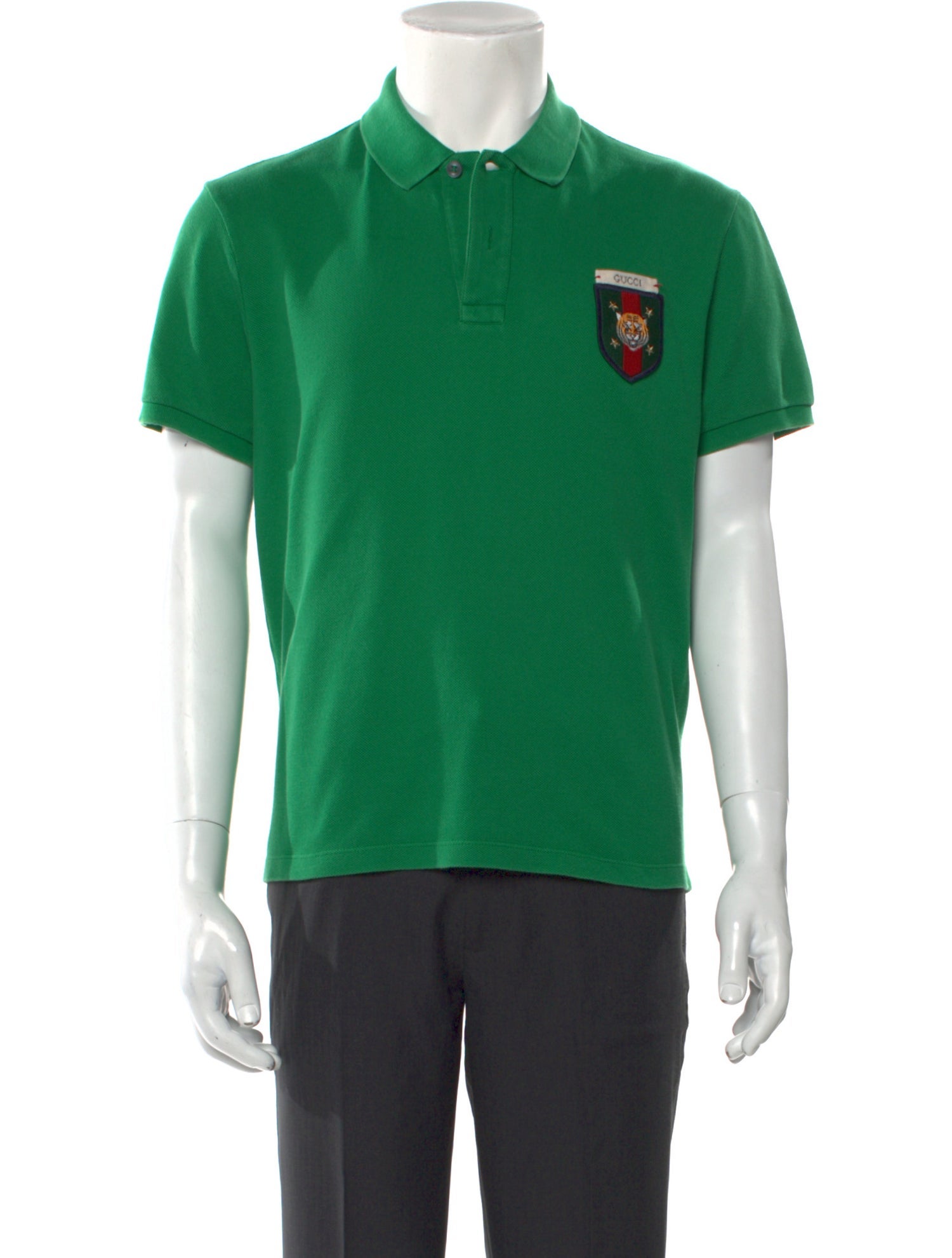 Gucci Web Accent Collar Polo Shirt - Green Polos, Clothing - GUC1784950 ...