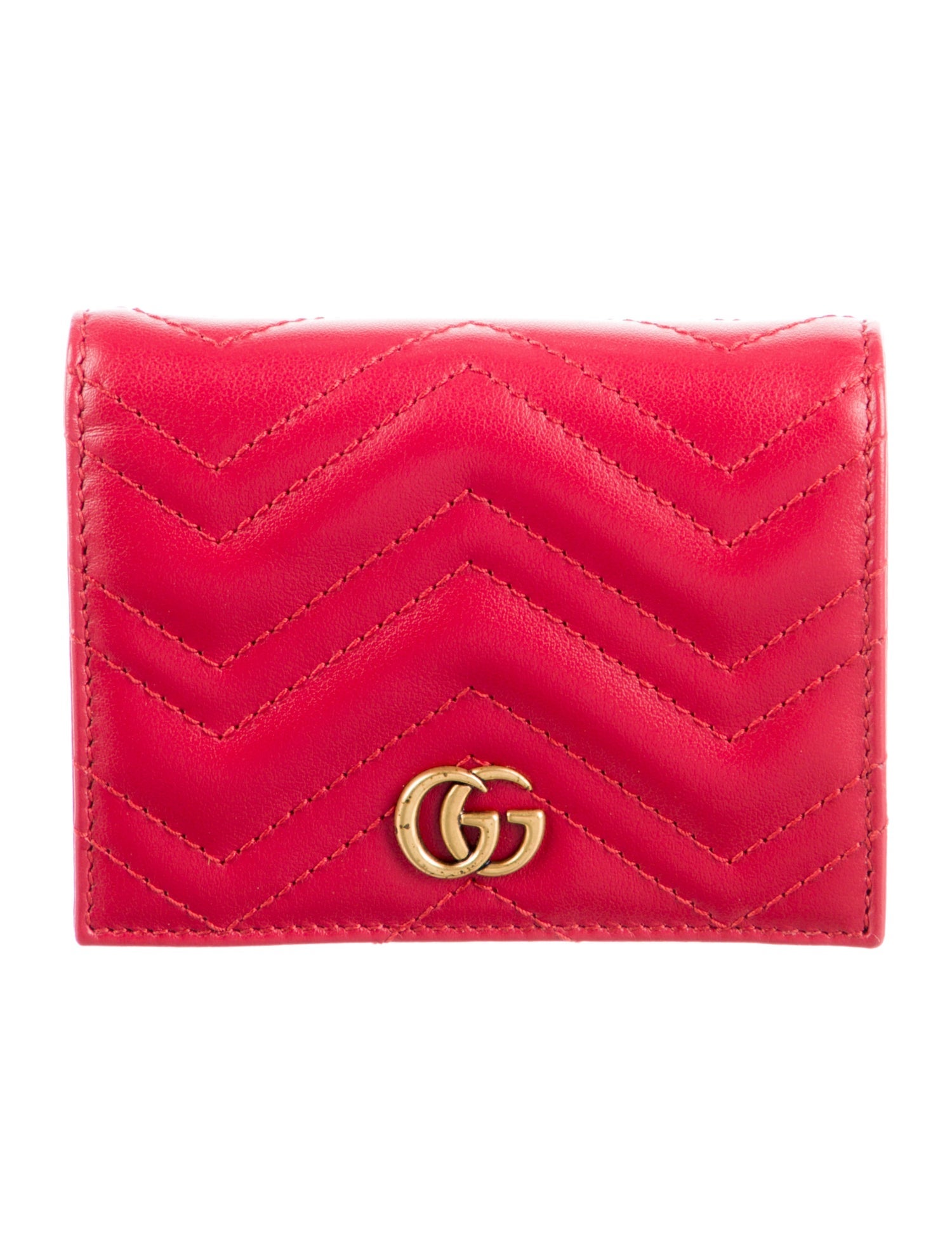 Gucci Double G Logo Leather Compact Wallet - Red Wallets, Accessories ...
