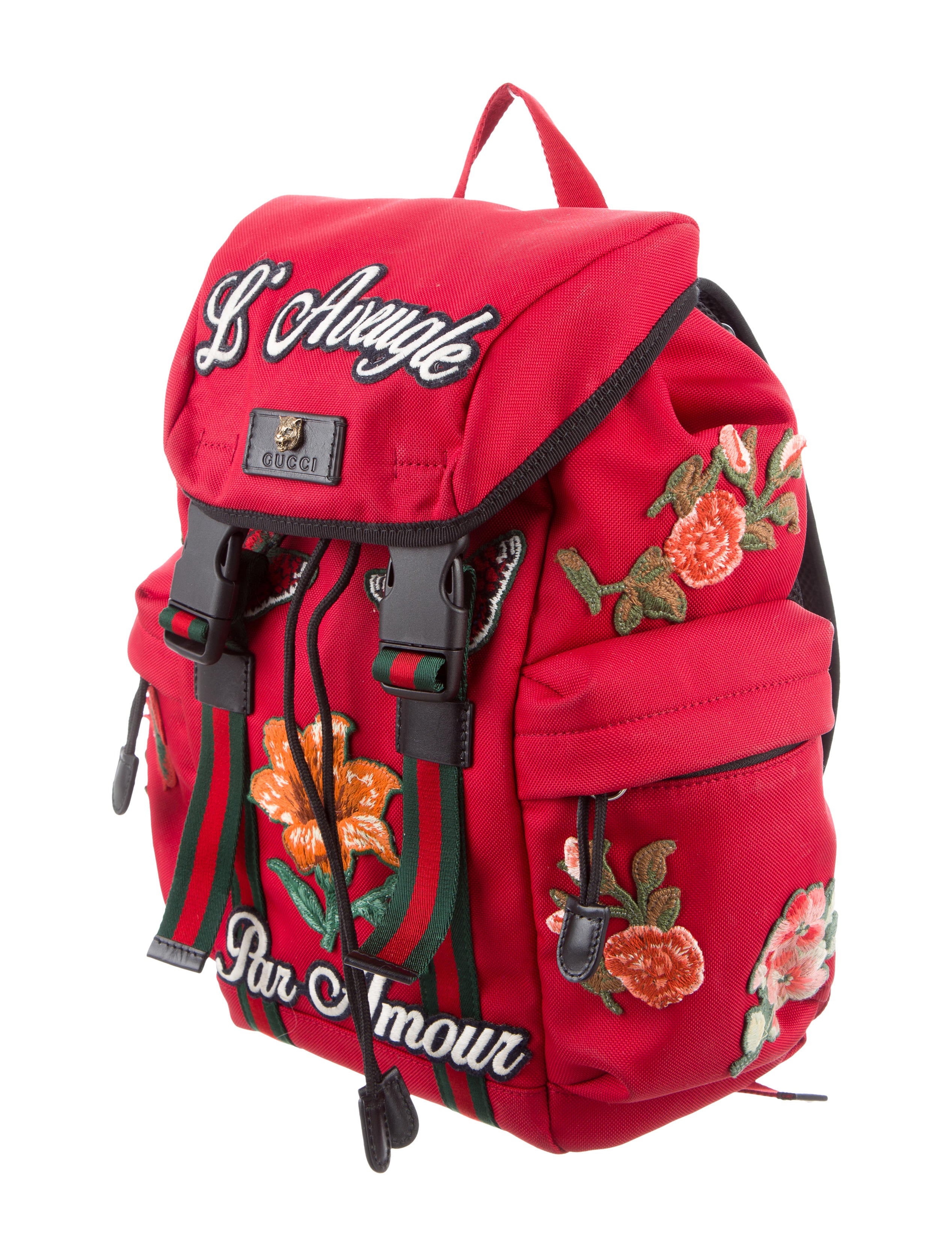 Gucci Embroidered Backpack - Red Backpacks, Handbags - GUC179378 | The ...