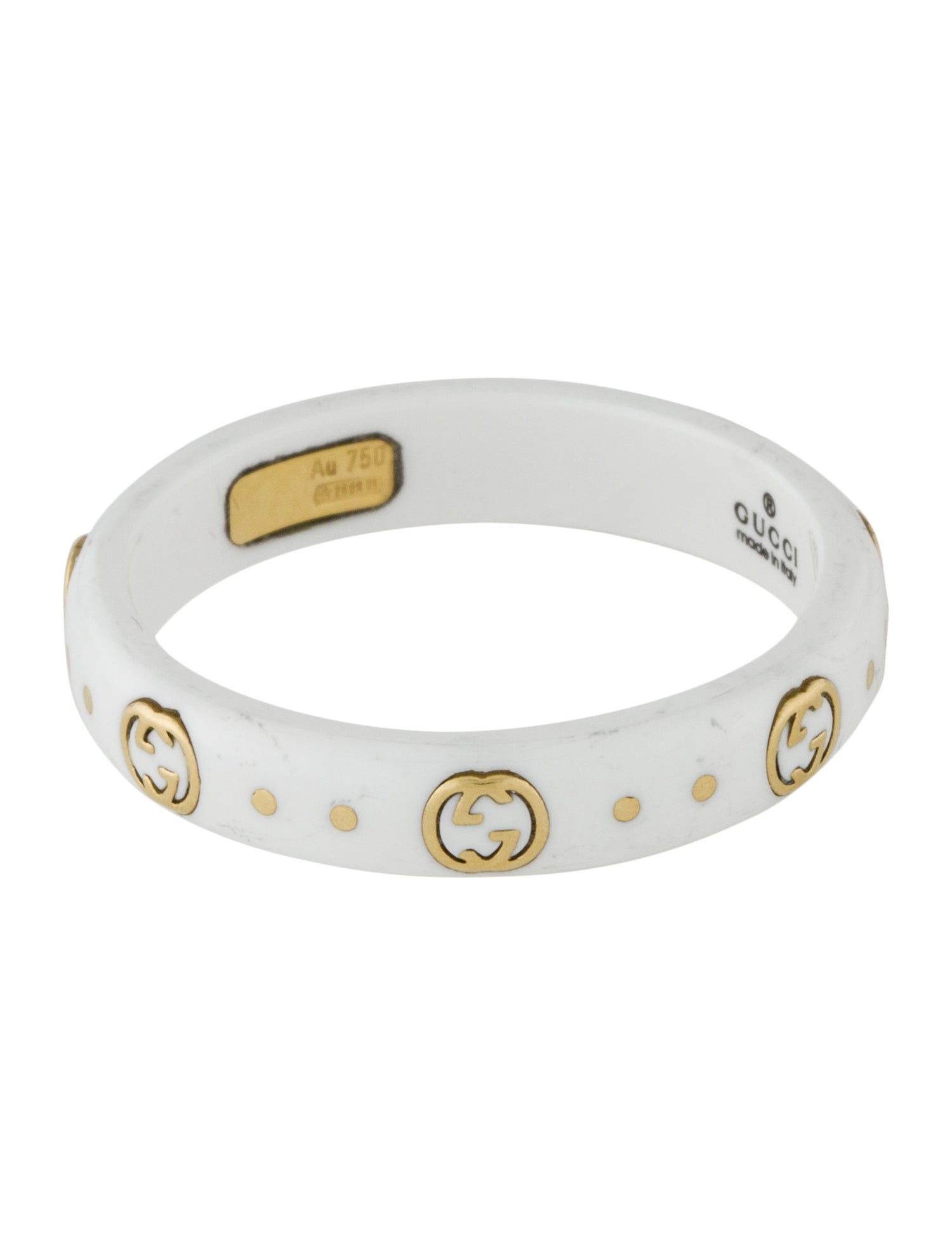 Gucci 18K Ceramic Interlocking G Icon Band Ring - 18K Yellow Gold Band ...