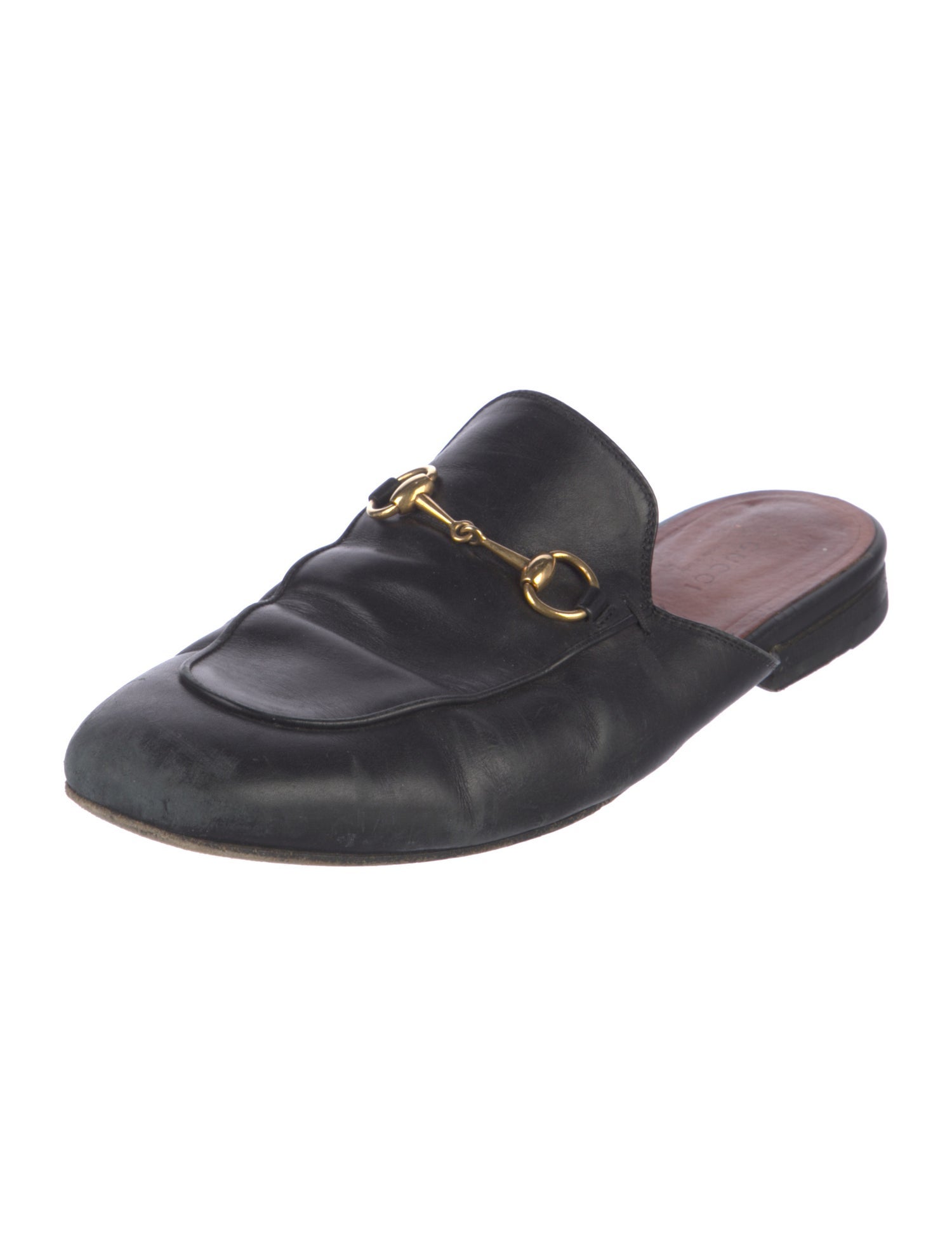 Gucci Horsebit Accent Leather Mules - Black Flats, Shoes - GUC1730738 ...