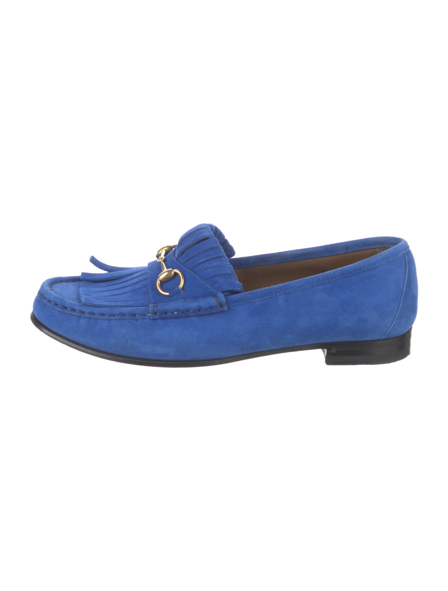 Gucci 1955 Horsebit Accent Suede Loafers - Blue Flats, Shoes ...
