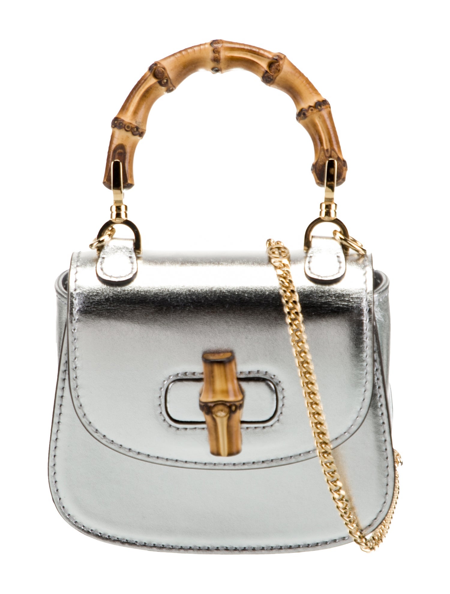 Gucci Bamboo Bamboo 1947 Nano w/ Tags - Silver Mini Bags, Handbags ...