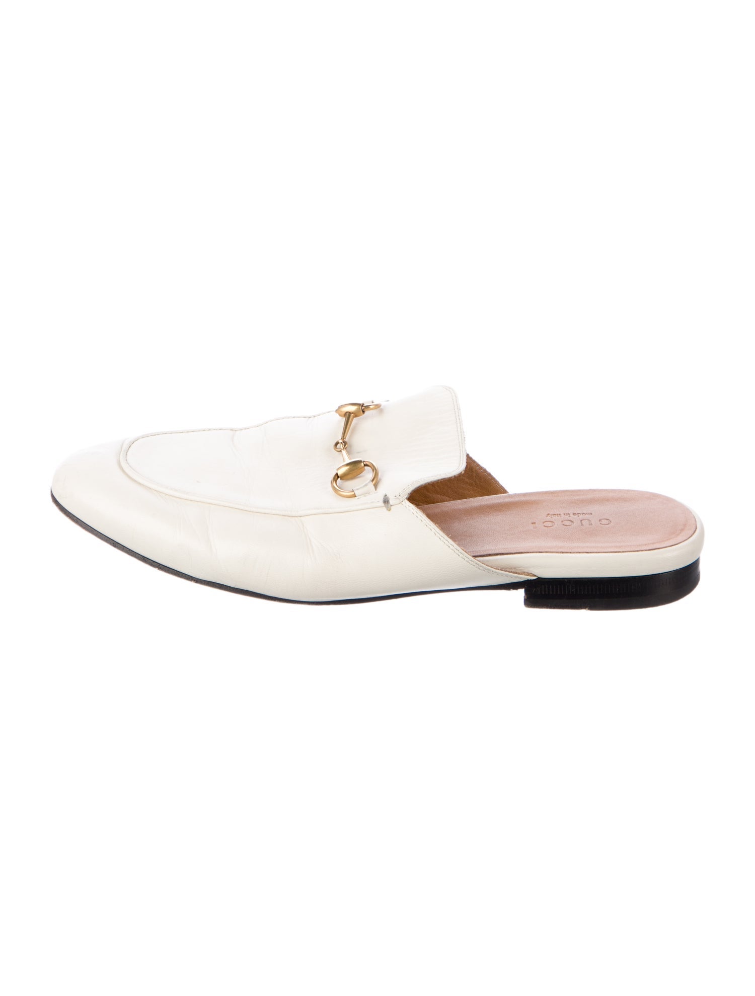 Gucci Horsebit Accent Leather Mules - White Flats, Shoes - GUC1805024 ...