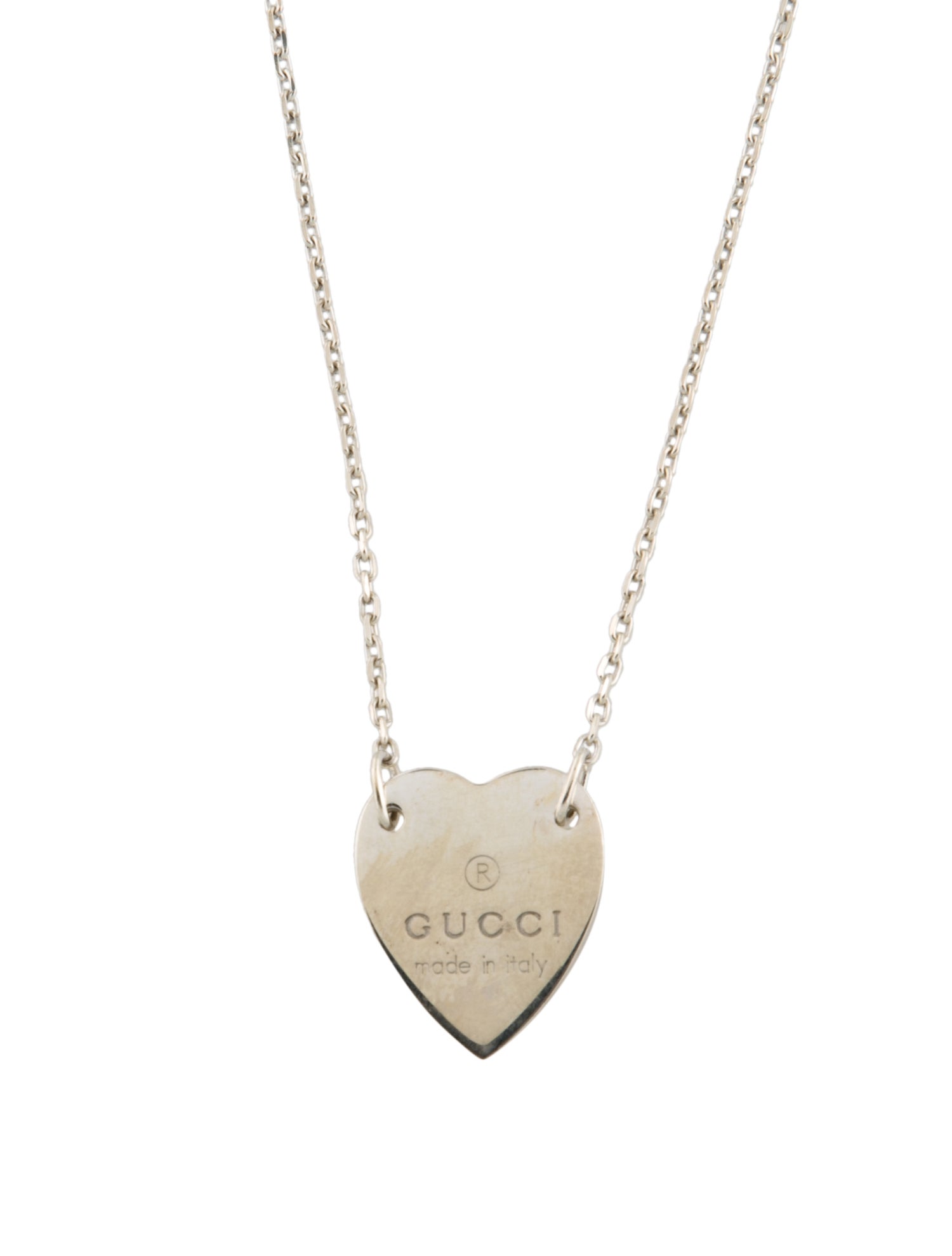 Gucci Trademark Heart Pendant Necklace - Sterling Silver Pendant Necklace, Necklaces ...