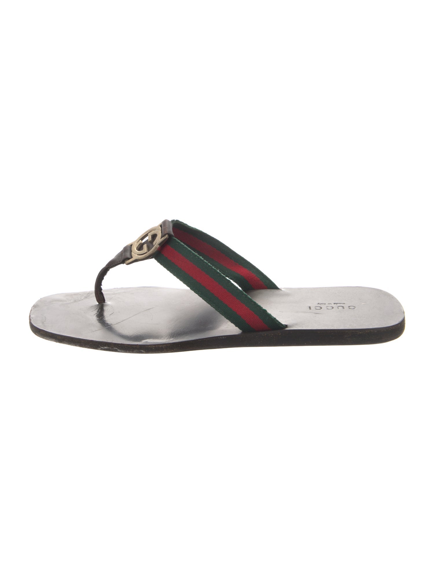 Gucci Web Accent Canvas Flip Flops - Brown Sandals, Shoes - GUC1828382 ...
