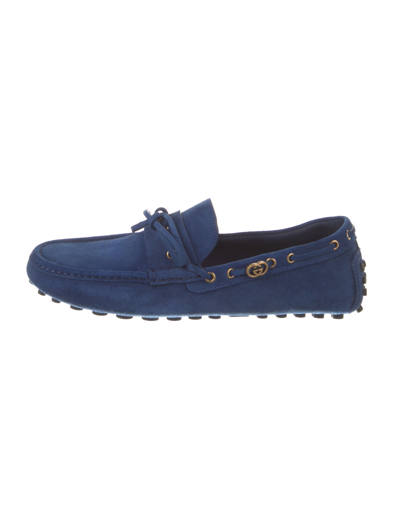 Gucci Interlocking G Logo Suede Drivers - Blue Loafers, Shoes ...