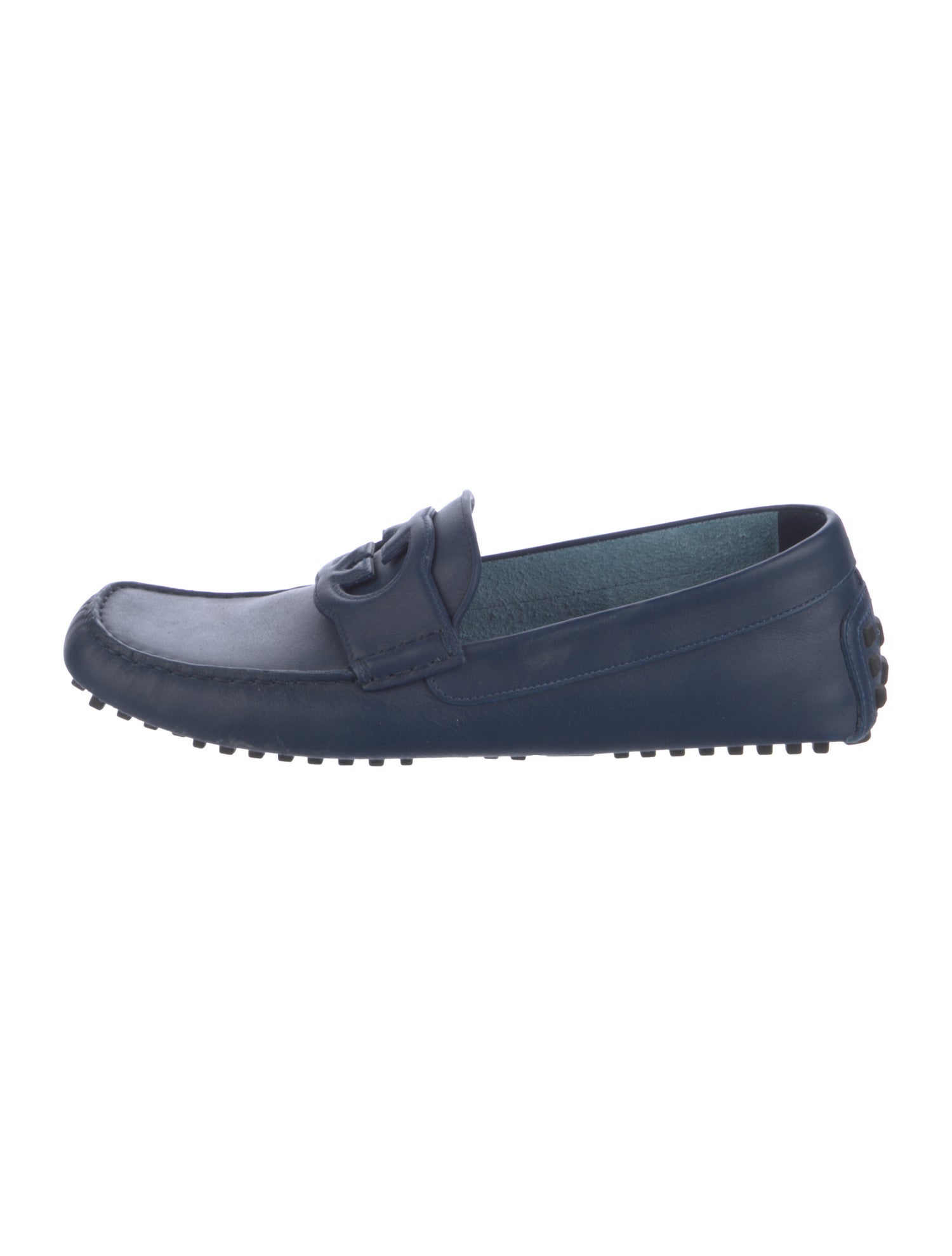 Gucci Interlocking G Logo Leather Drivers - Blue Loafers, Shoes ...