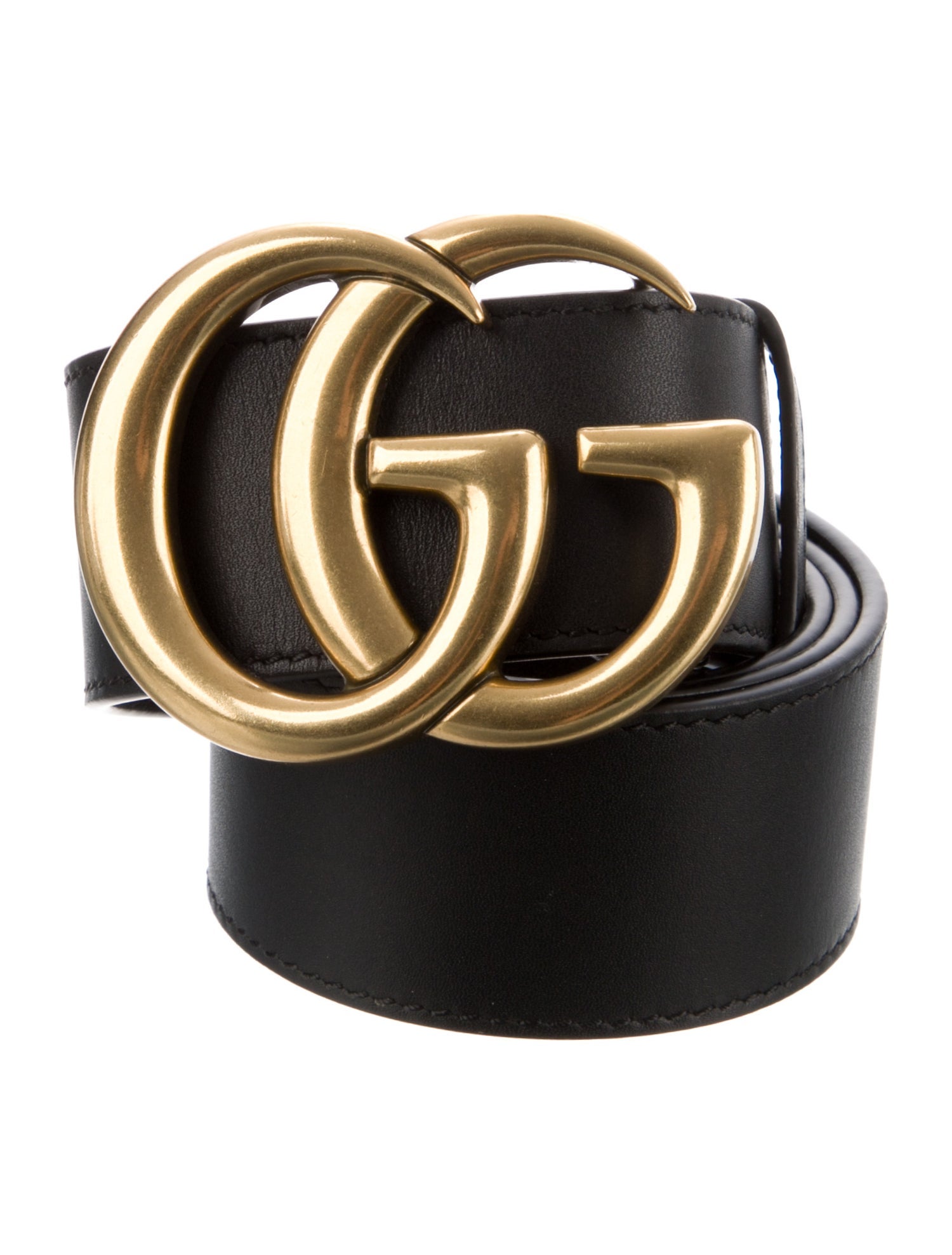 Gucci Double G Logo Leather Belt - Black Belts, Accessories ...