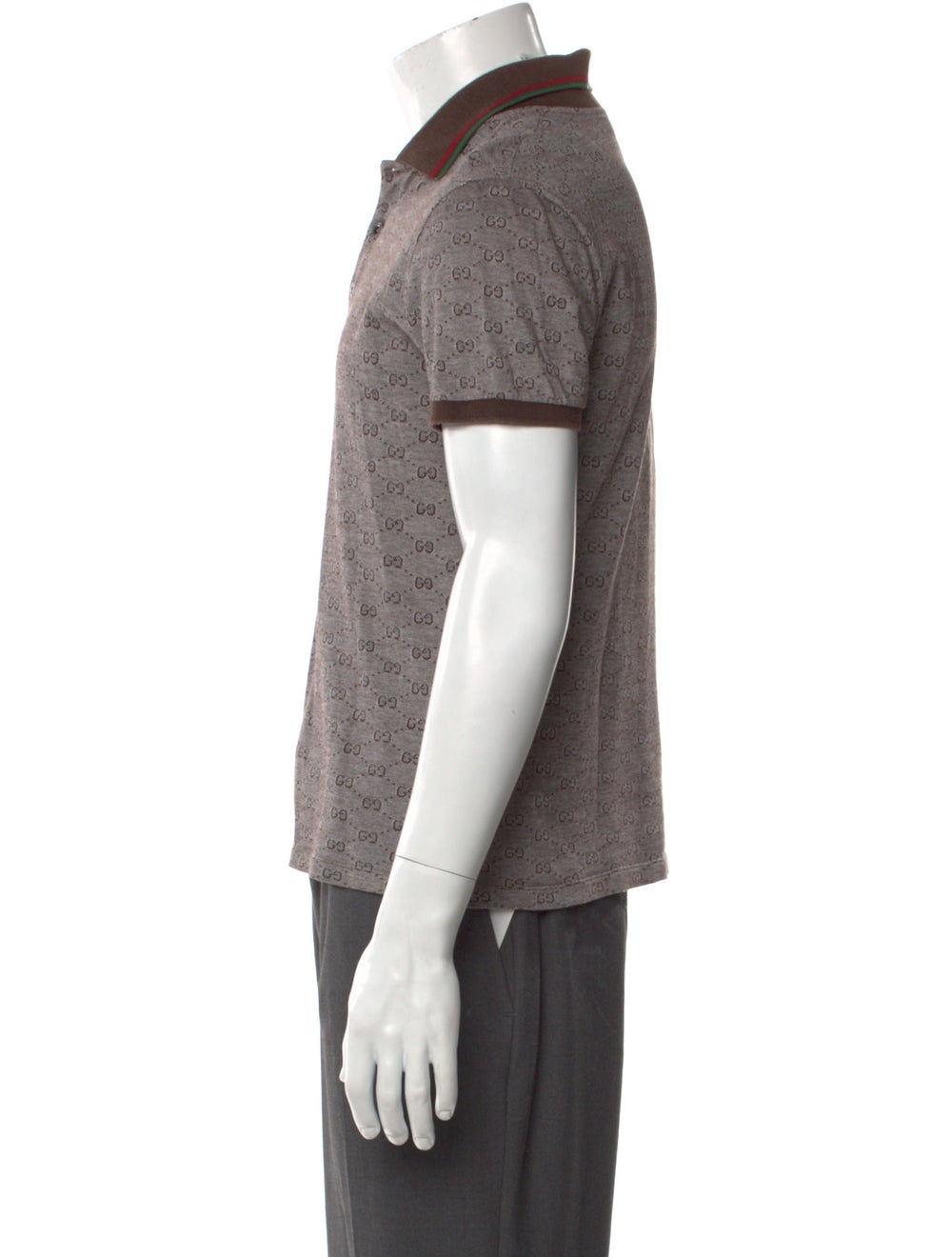 Gucci Printed V-Neck Polo Shirt - Brown Polos, Clothing - GUC1887225 ...