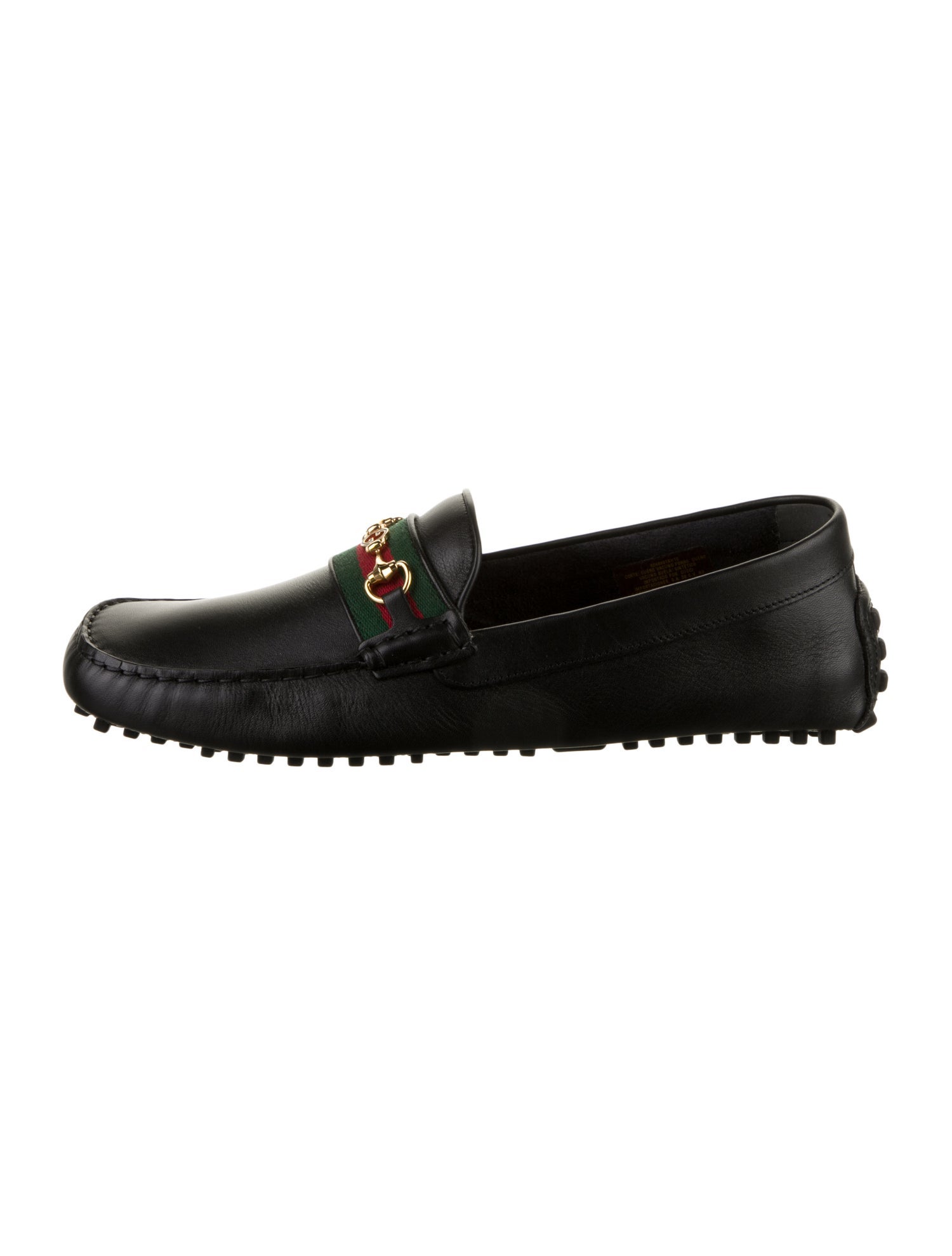 Gucci Web Accent Leather Drivers - Black Loafers, Shoes - GUC1891848 ...