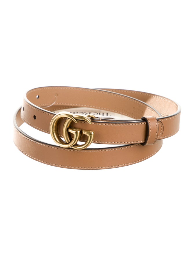 Gucci Double G Logo Skinny Belt - Neutrals Belts, Accessories ...