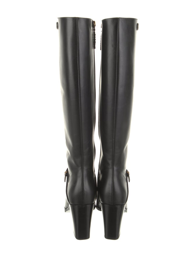 Gucci Double G Logo Leather Riding Boots - Black Boots, Shoes - GUC1928037 | The RealReal