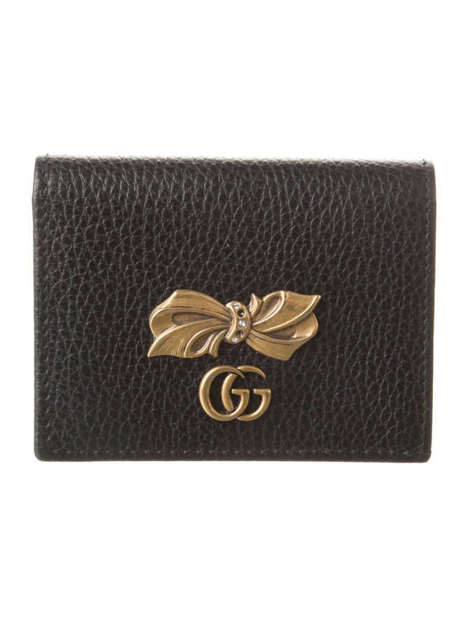 Gucci GG Marmont Butterfly Card Case Double G Logo Wallet - Black Wallets, Accessories ...