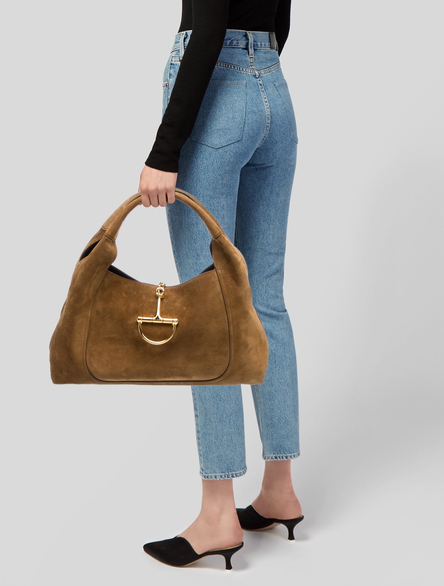 Gucci Suede Softbit Large - Brown Shoulder Bags, Handbags - GUC1962605 ...