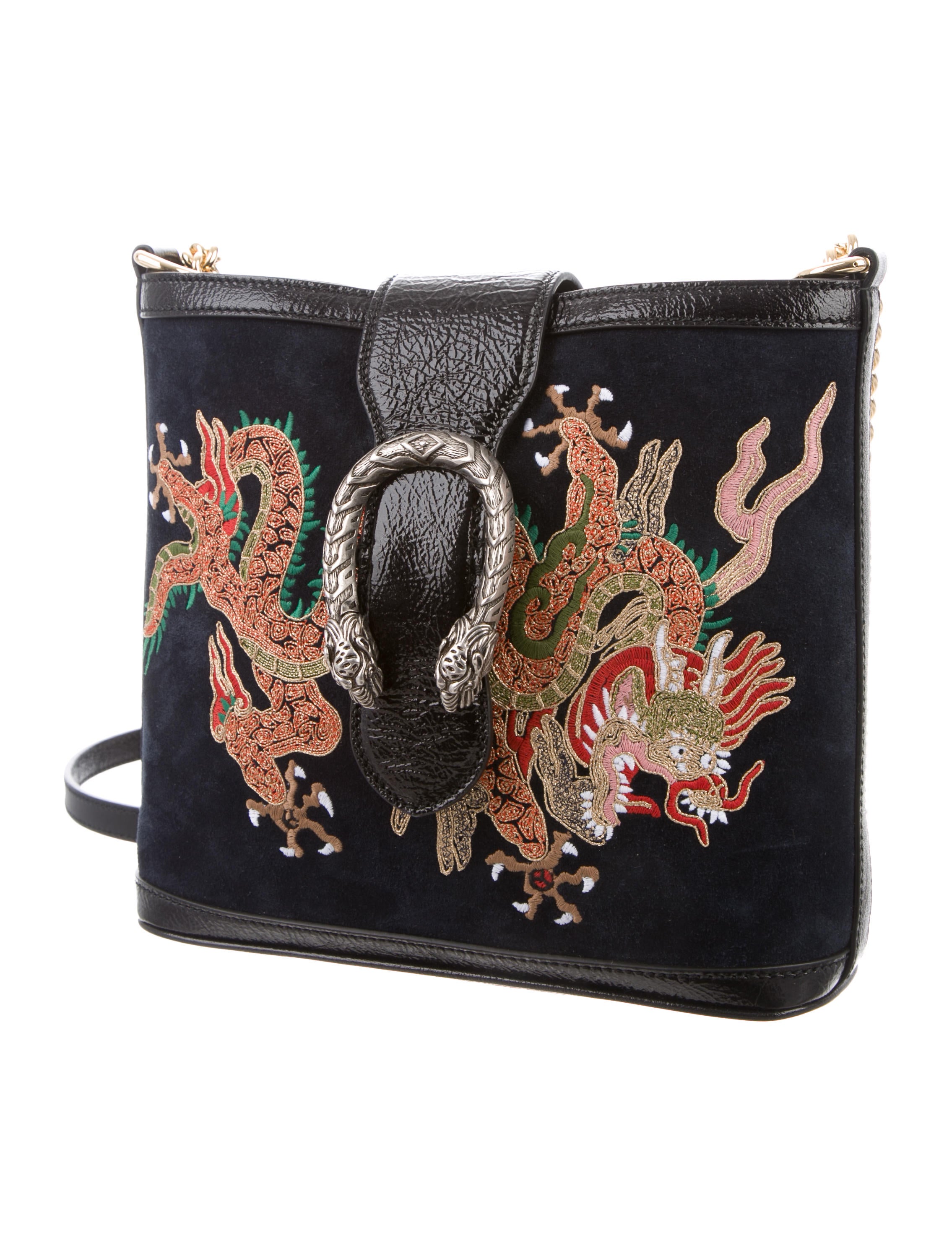 Gucci 2018 Suede Dragon Embroidered Dionysus Bucket Bag - Handbags ...