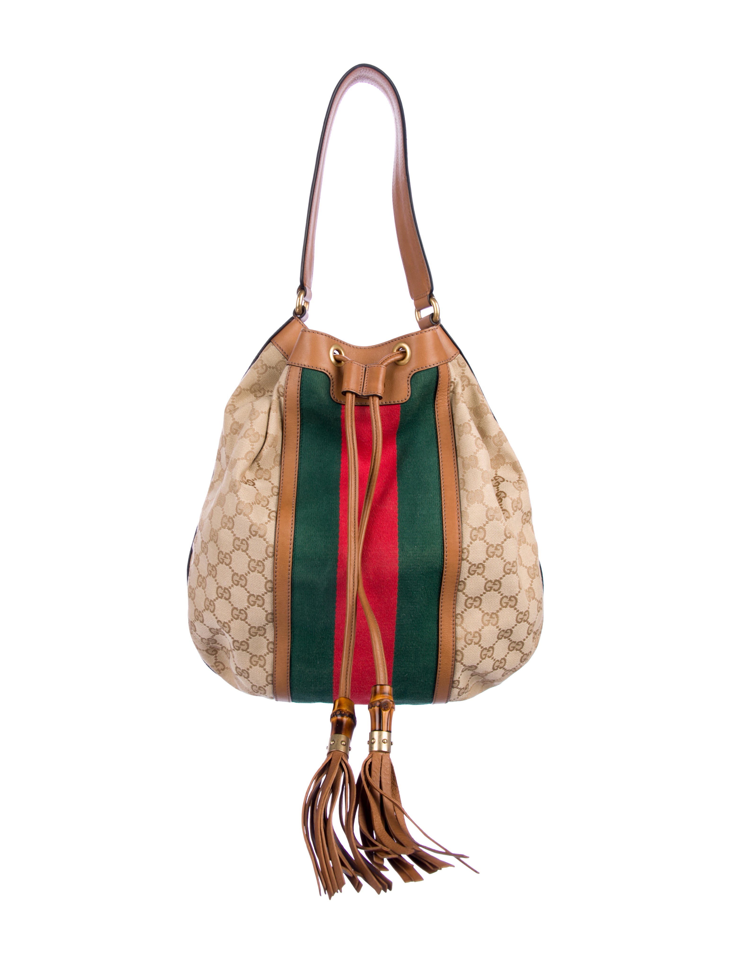 Gucci Rania Web Drawstring Bag - Shoulder Bags, Handbags | The RealReal