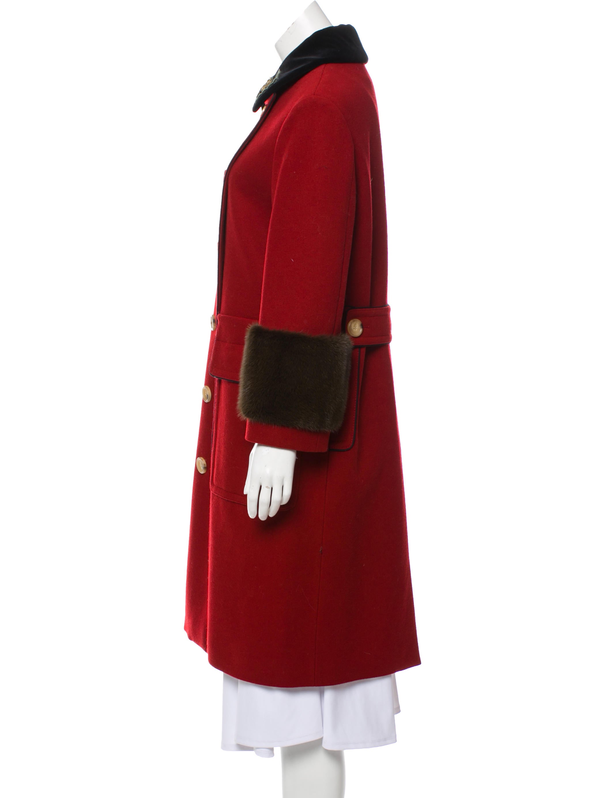 Gucci Mink-Trimmed Wool Coat - Red Coats, Clothing - GUC269756 | The ...