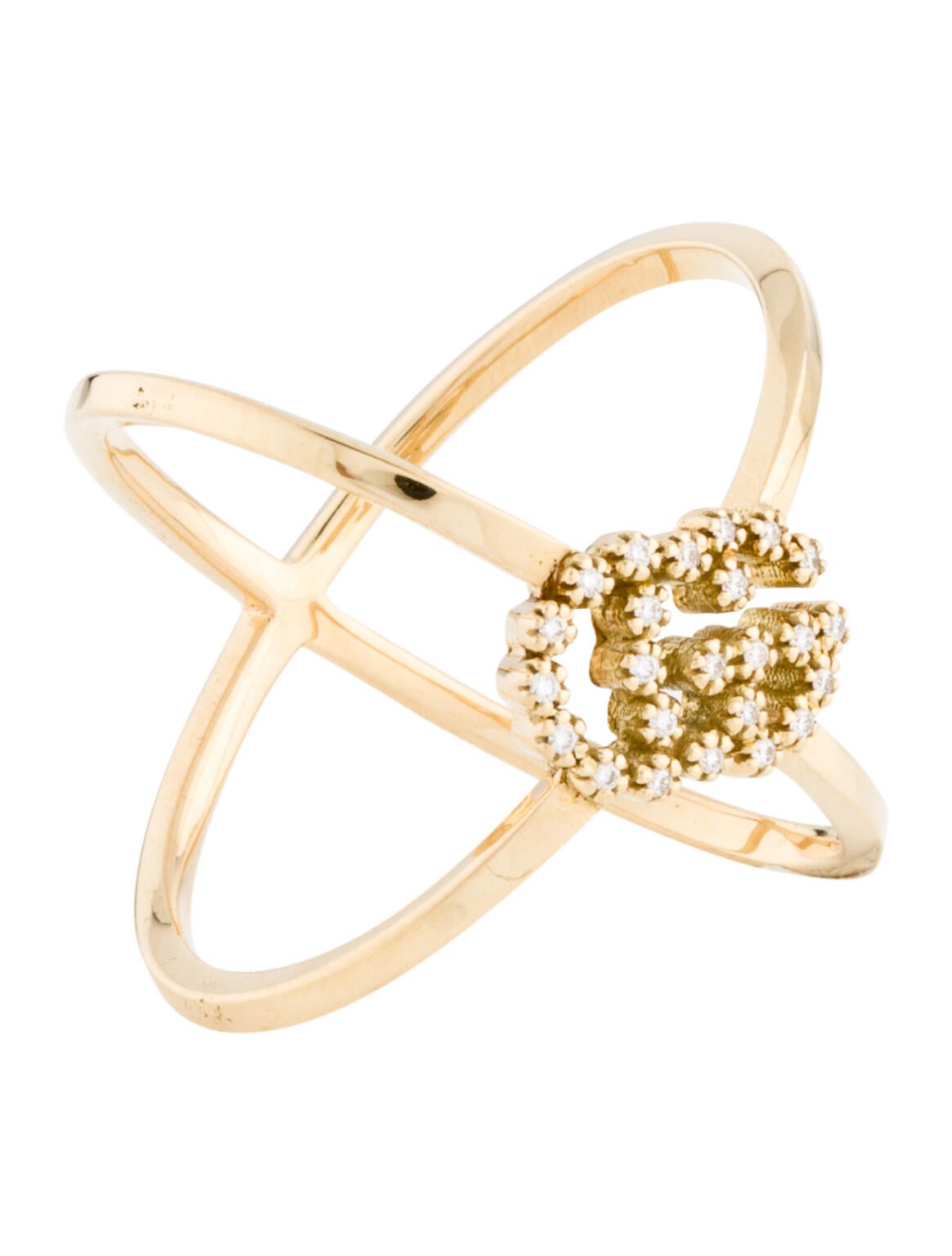 Gucci 18K Diamond Running GG X Ring - Rings - GUC468015 | The RealReal