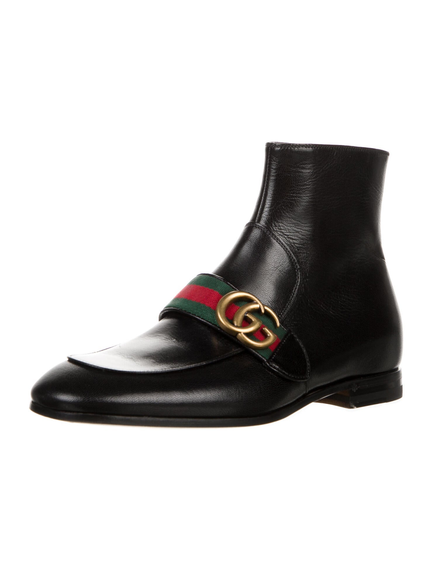 Gucci Web Accent Leather Boots - Black Boots, Shoes - GUC619994 | The ...