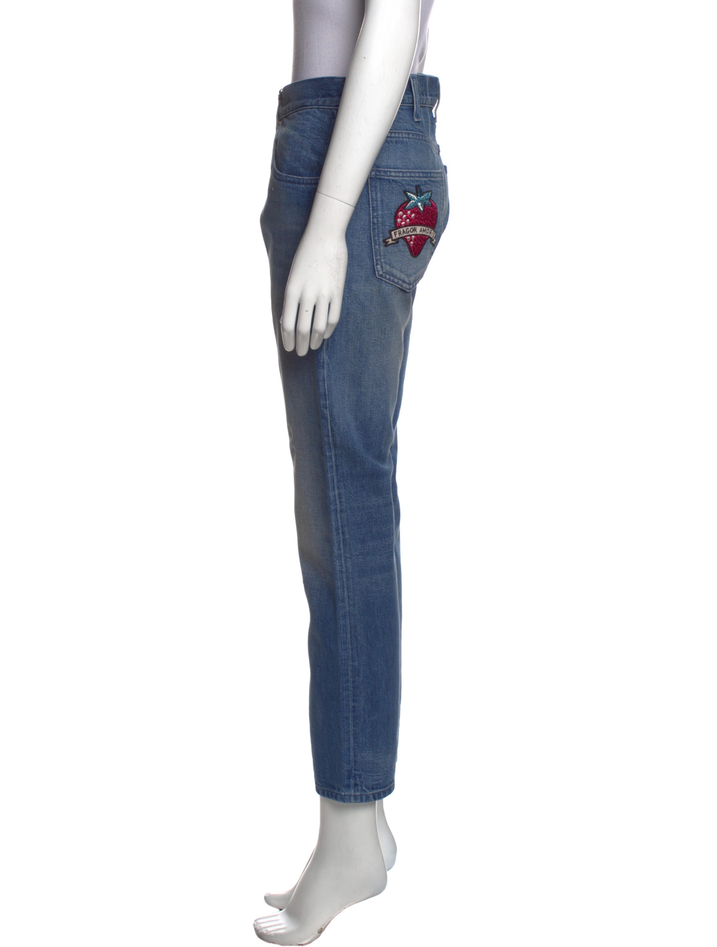 Gucci Mid-Rise Straight Leg Jeans w/ Tags - Blue, 10.25" Rise Jeans ...