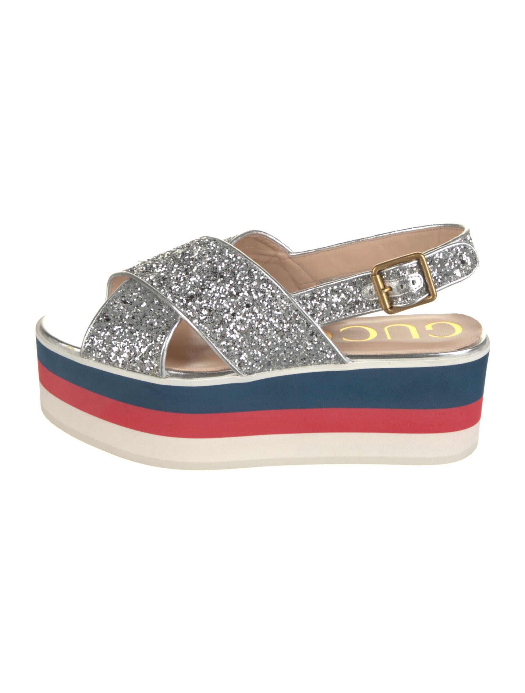 Gucci Glitter Crossover Sandals - Silver Sandals, Shoes - GUC89542 ...